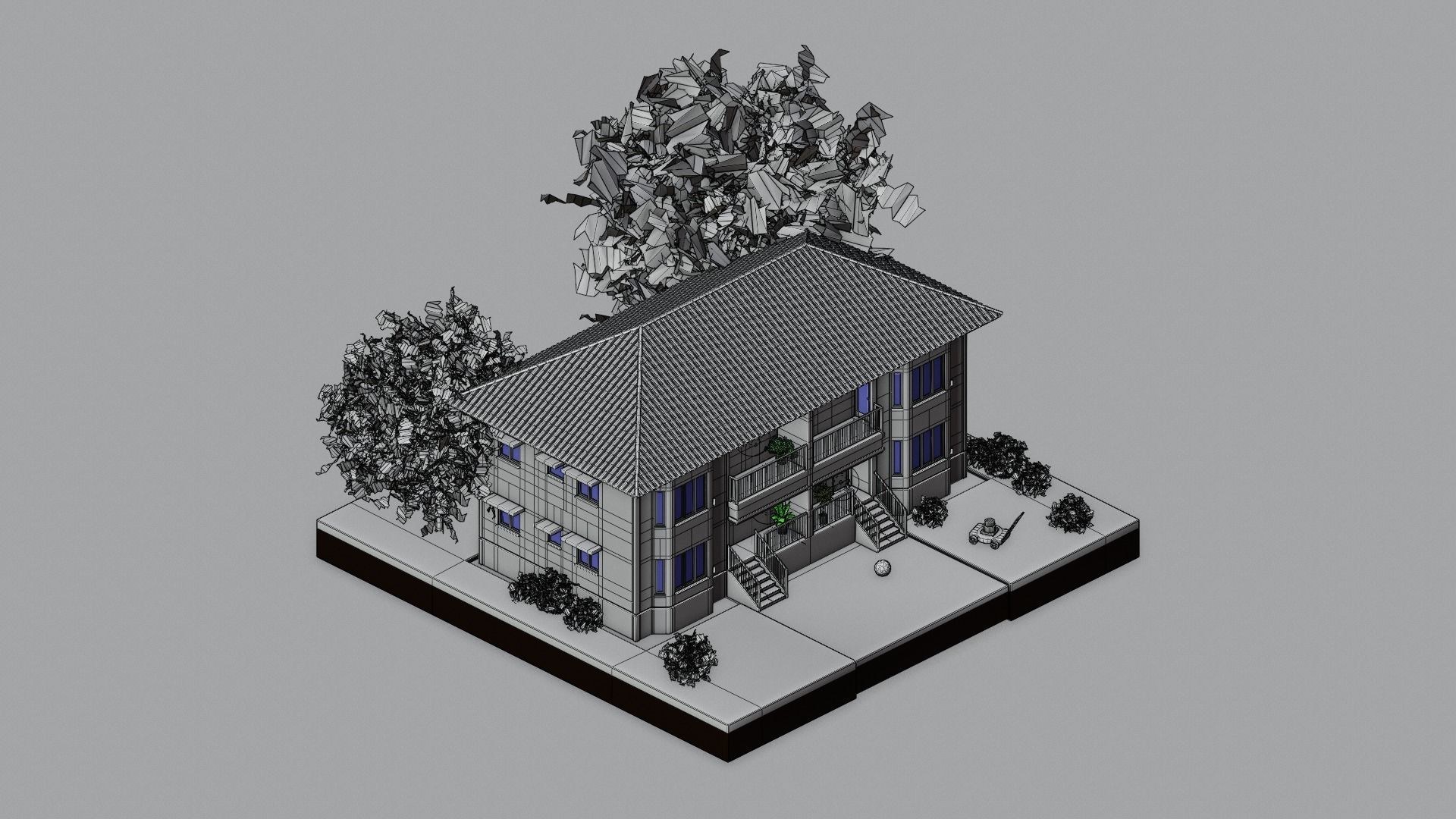 3D model Mansion House Low-poly 3D model 001 VR / AR / low-poly | CGTrader