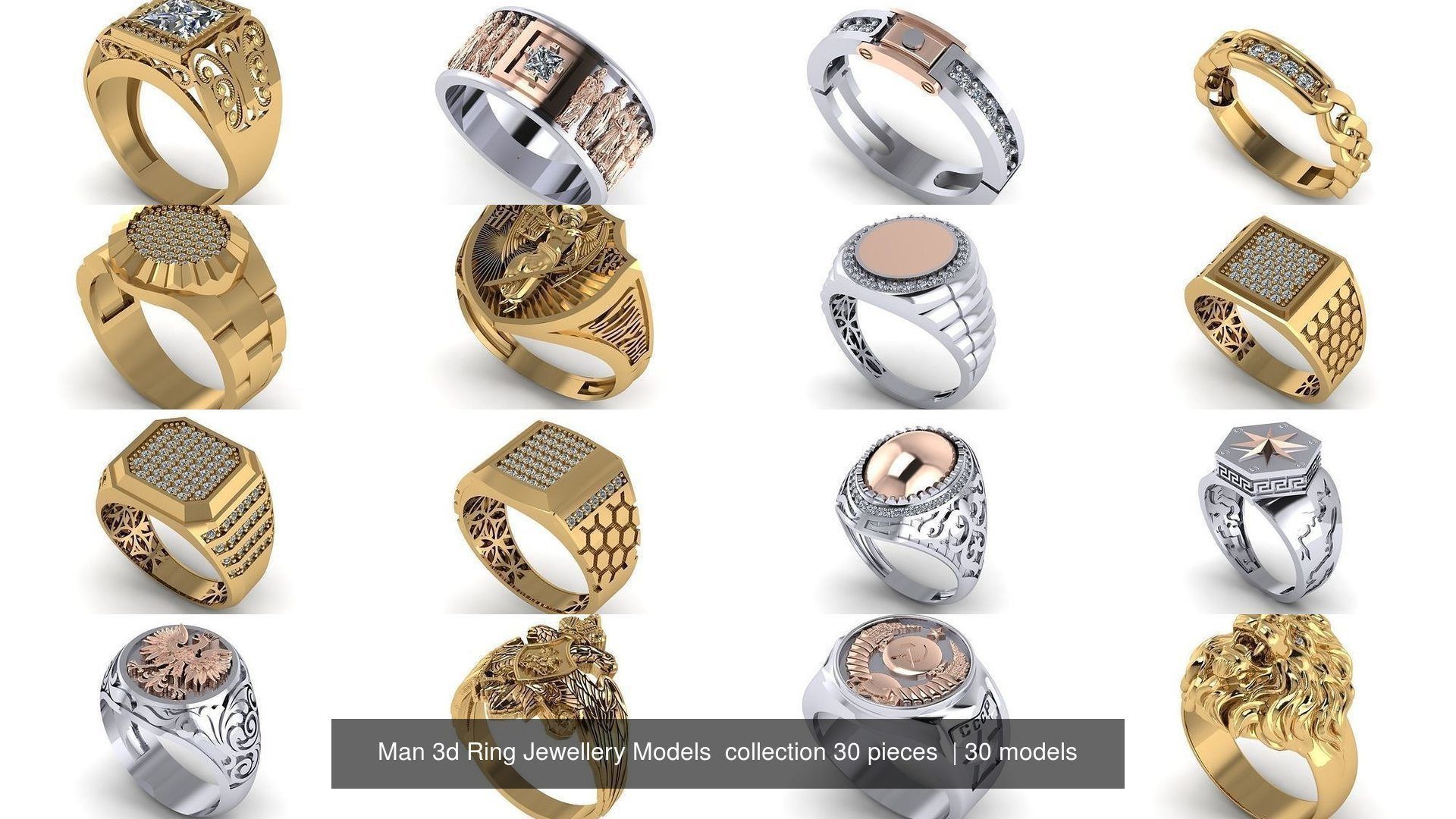 Man 3d Ring Jewellery Models collection 30 pieces | CGTrader