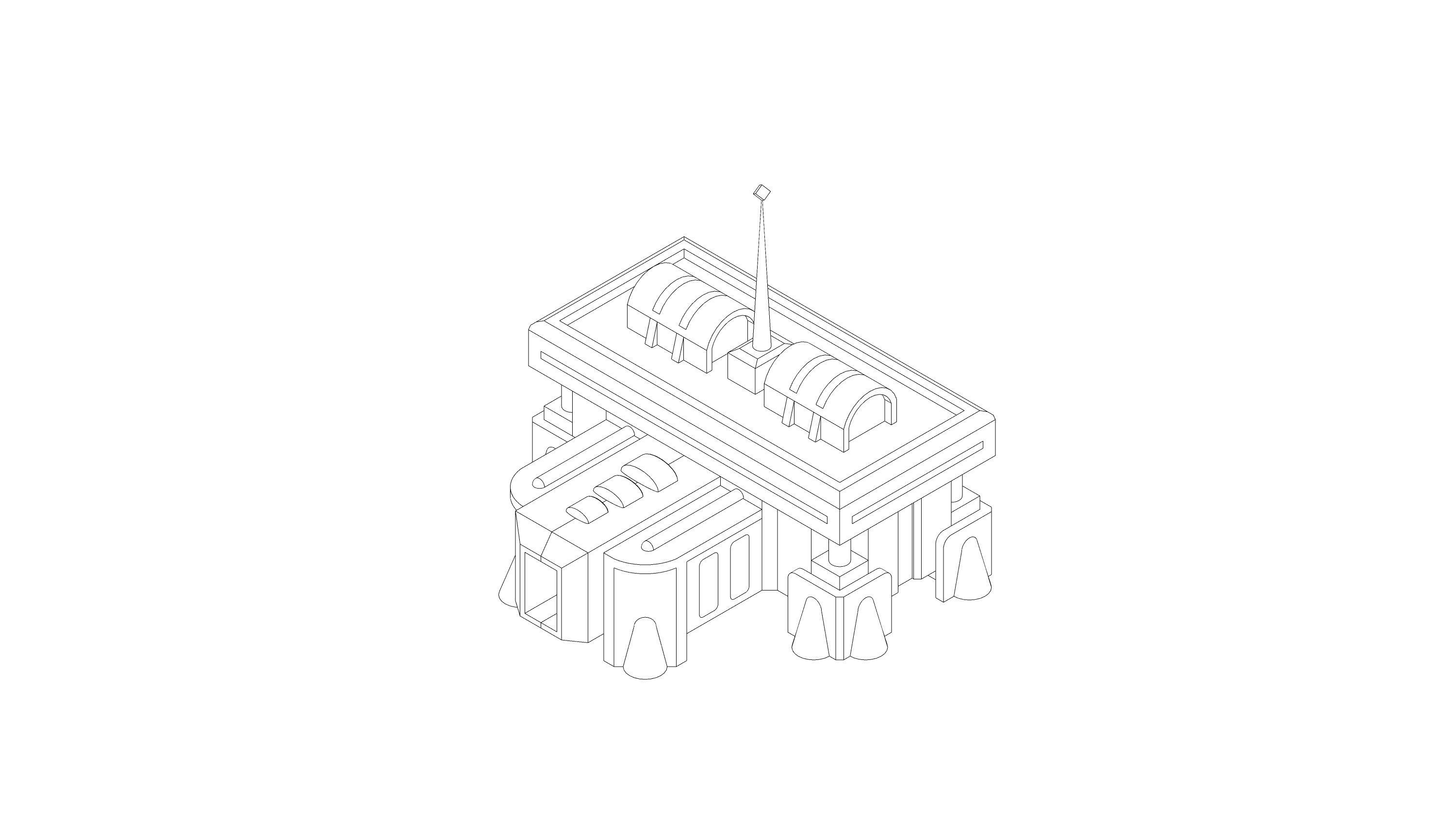 3D model SPACE TOWN HALL - LOWPOLY VR / AR / low-poly | CGTrader