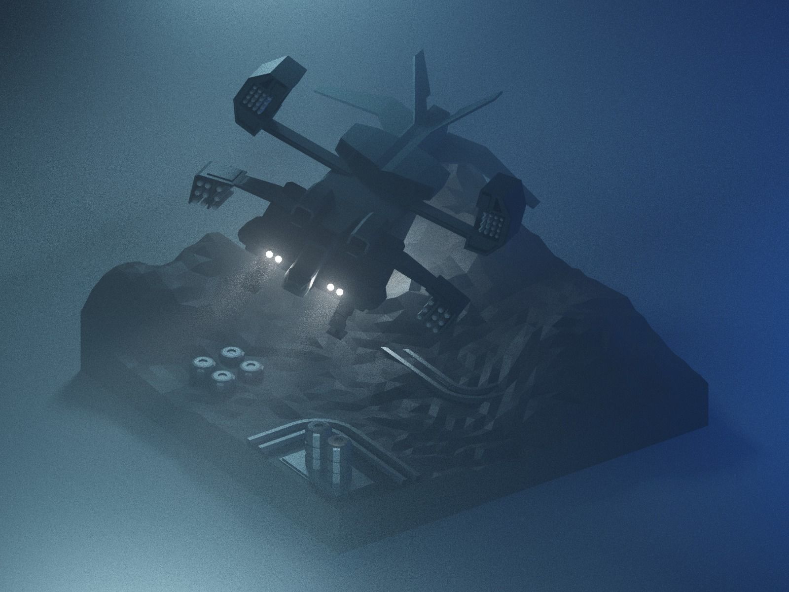 Cartoon Alien Dropship Scene 3D model | CGTrader