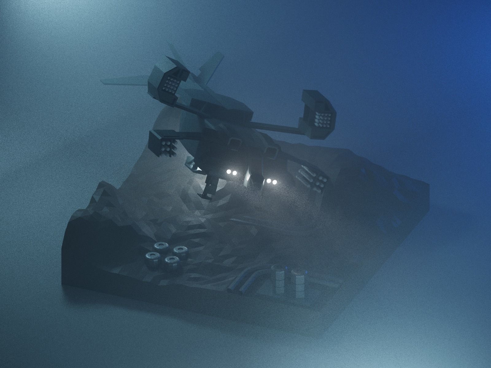 Cartoon Alien Dropship Scene 3D model | CGTrader