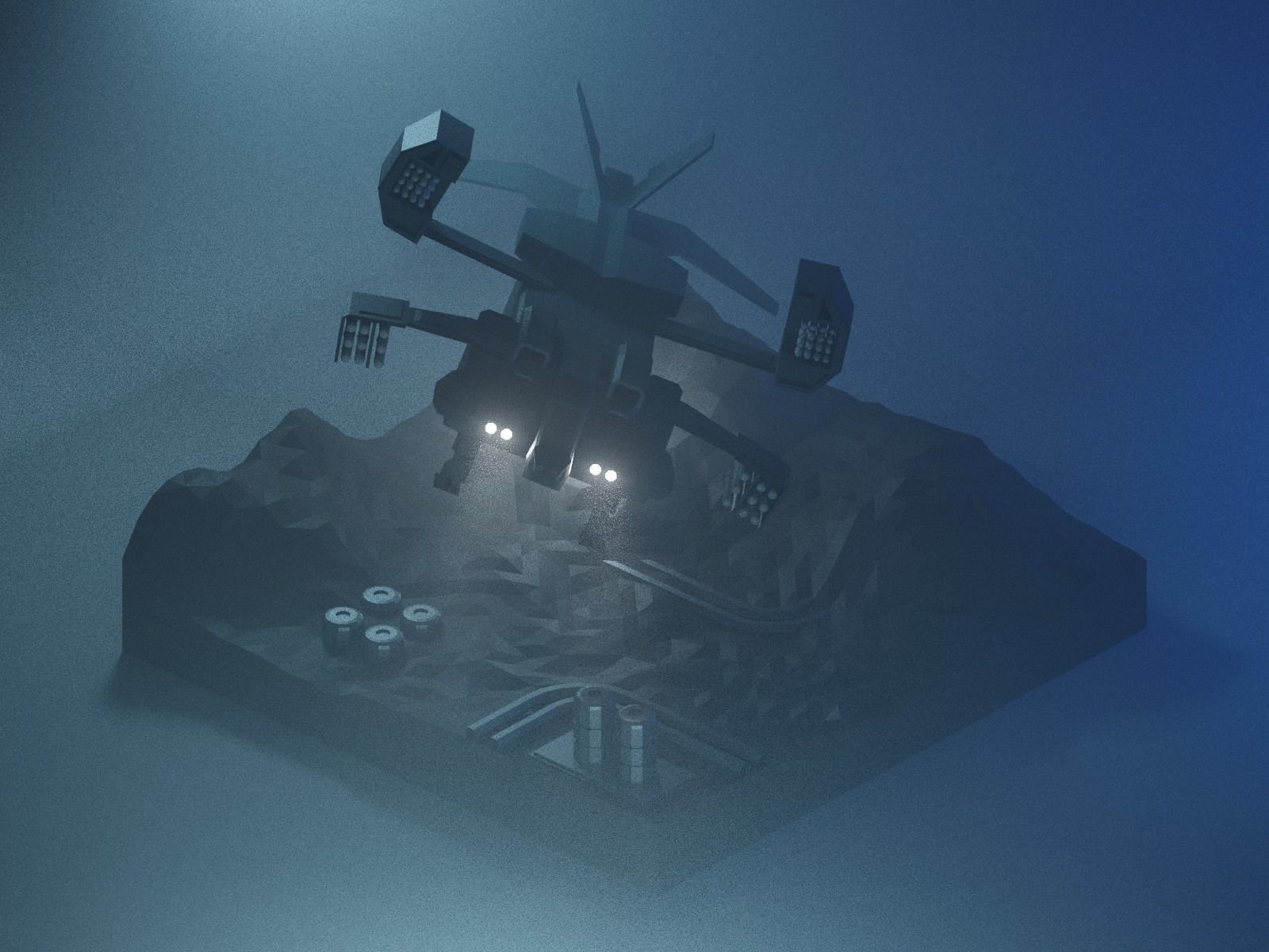 Cartoon Alien Dropship Scene 3D model | CGTrader