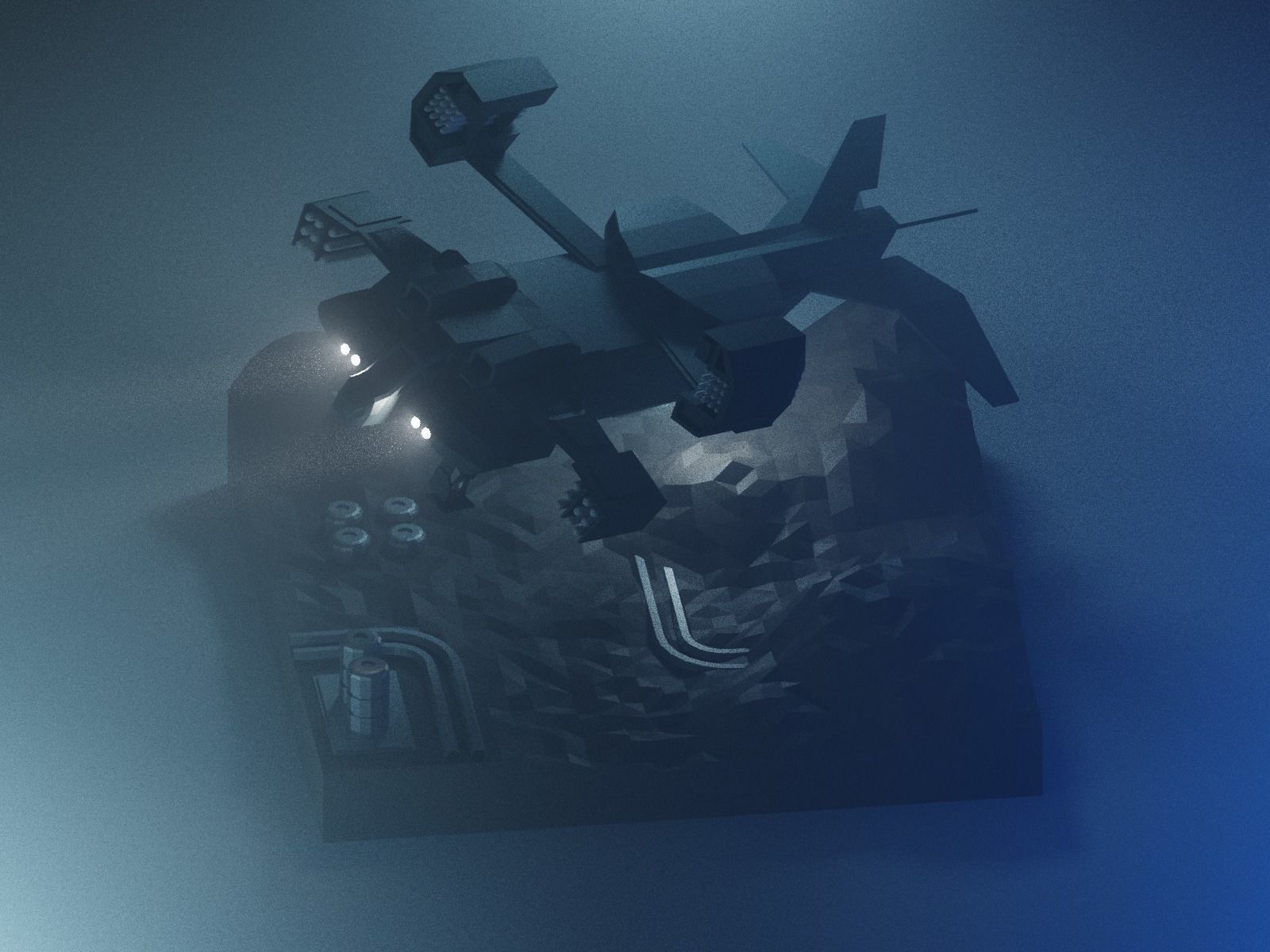 Cartoon Alien Dropship Scene 3D model | CGTrader
