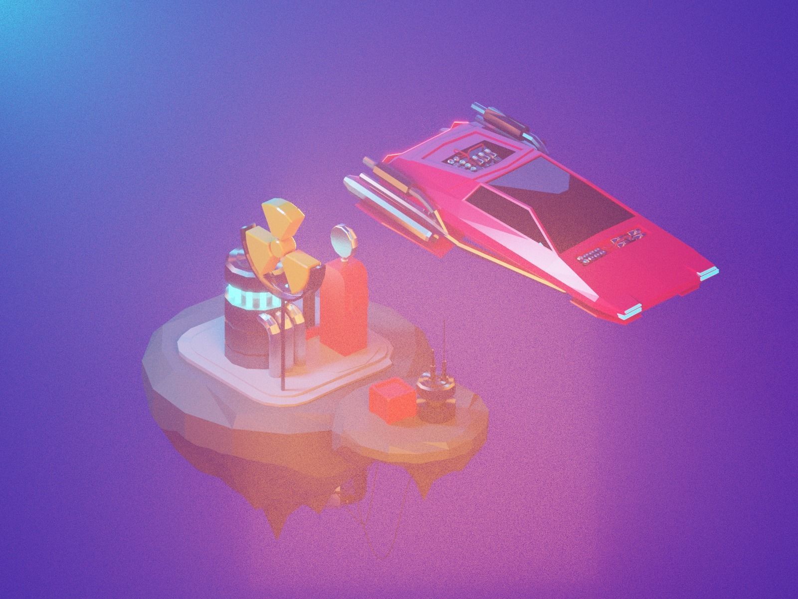 Cartoon Plutonium Station scene 3D model | CGTrader