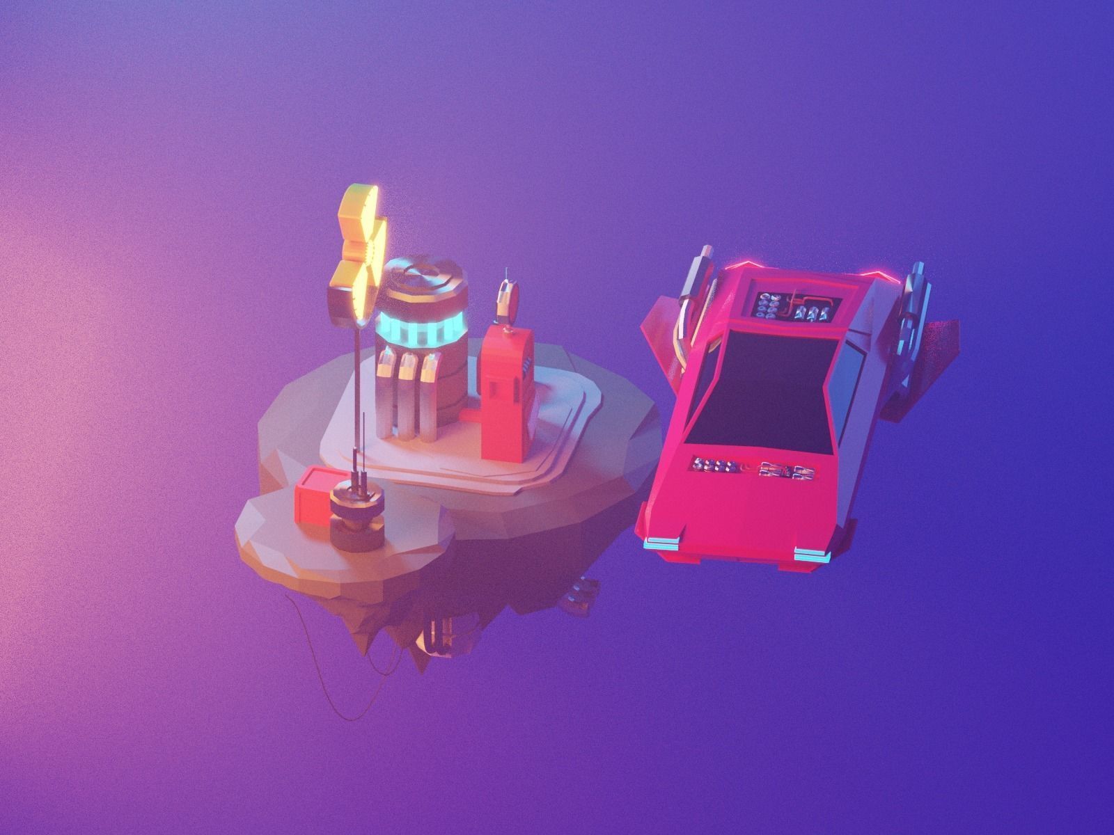 Cartoon Plutonium Station scene 3D model | CGTrader