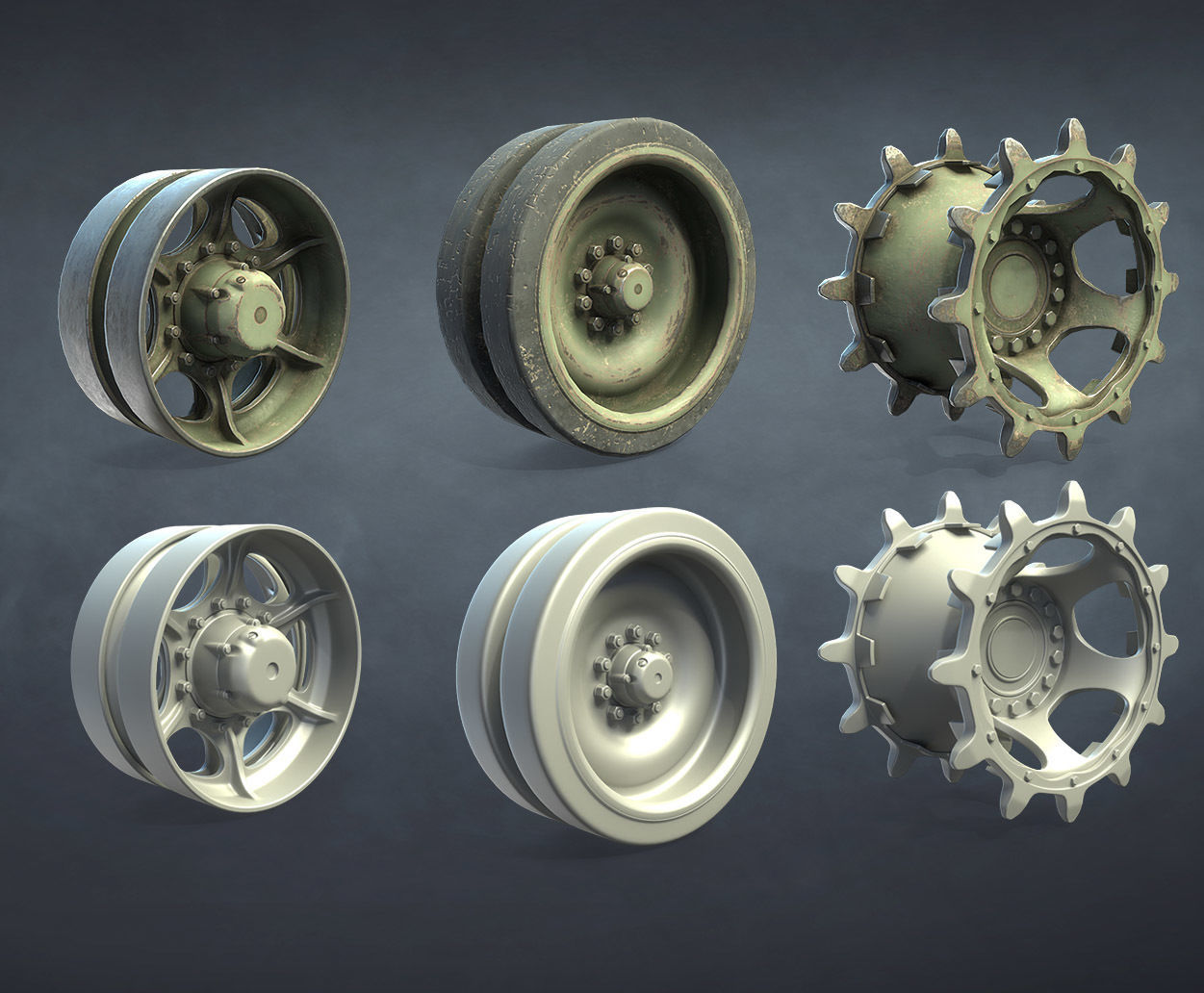 3D model M2 Bradley and M270 MLRS Wheels Set VR / AR / low-poly | CGTrader