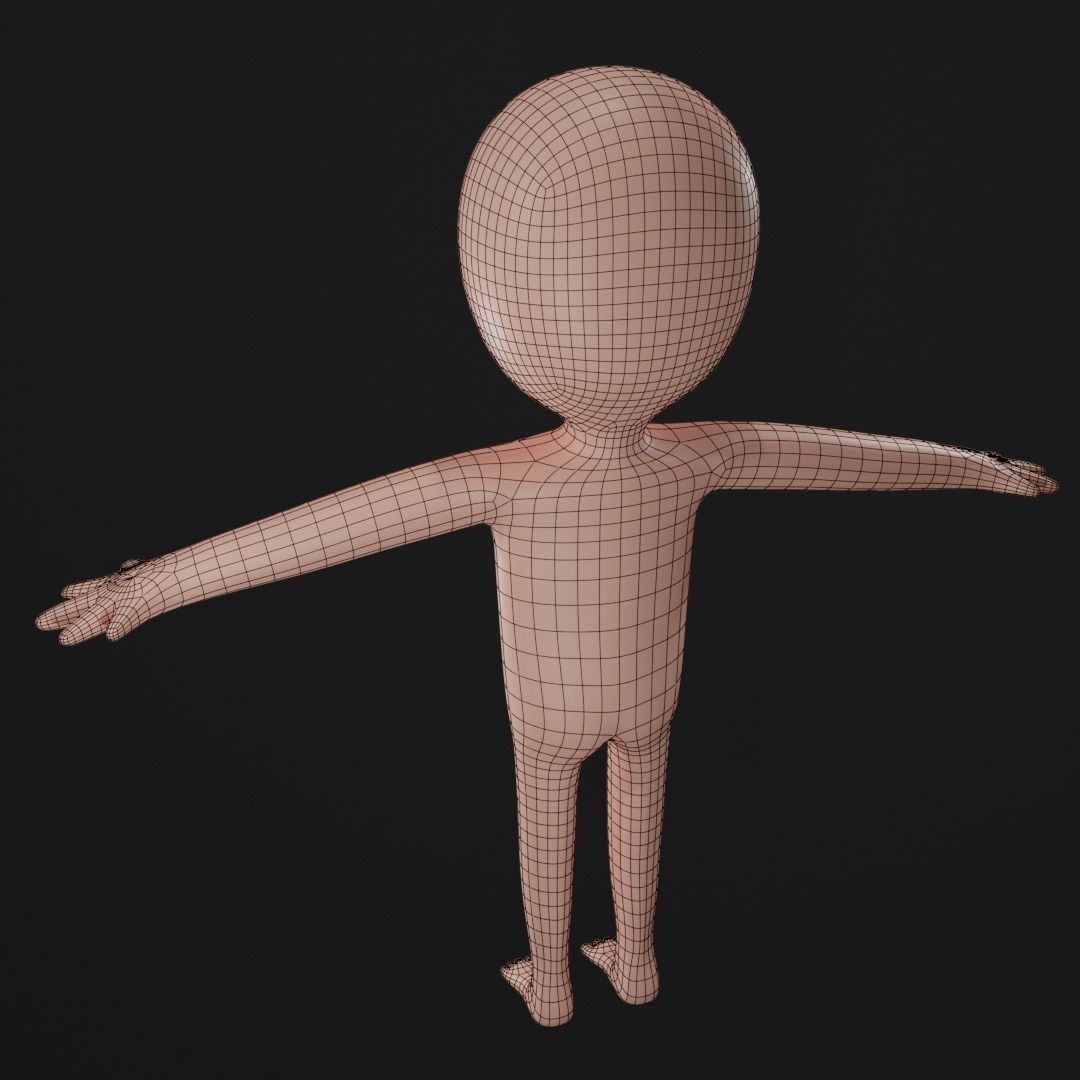 Stylized Stickman in T-Pose 3D model rigged | CGTrader