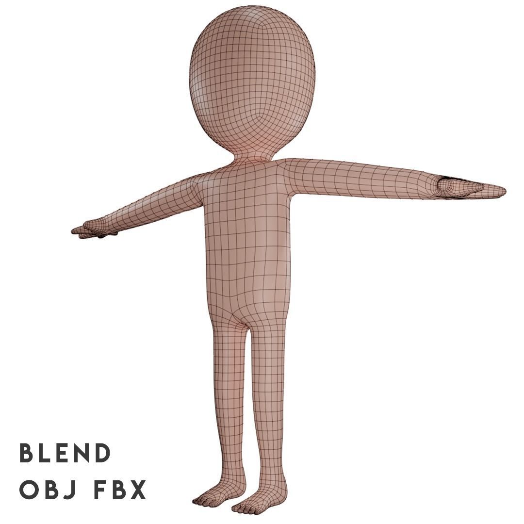 Stylized Stickman in T-Pose 3D model rigged | CGTrader