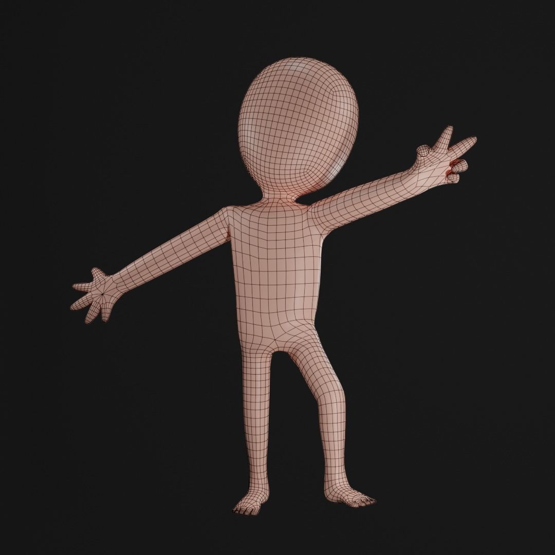 Stylized Stickman in T-Pose 3D model rigged | CGTrader