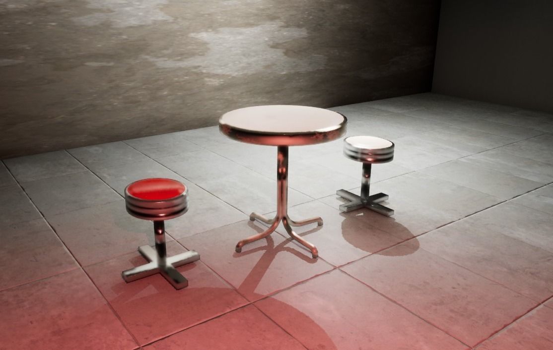 Diner Table and Stool Set free VR / AR / low-poly 3D model | CGTrader