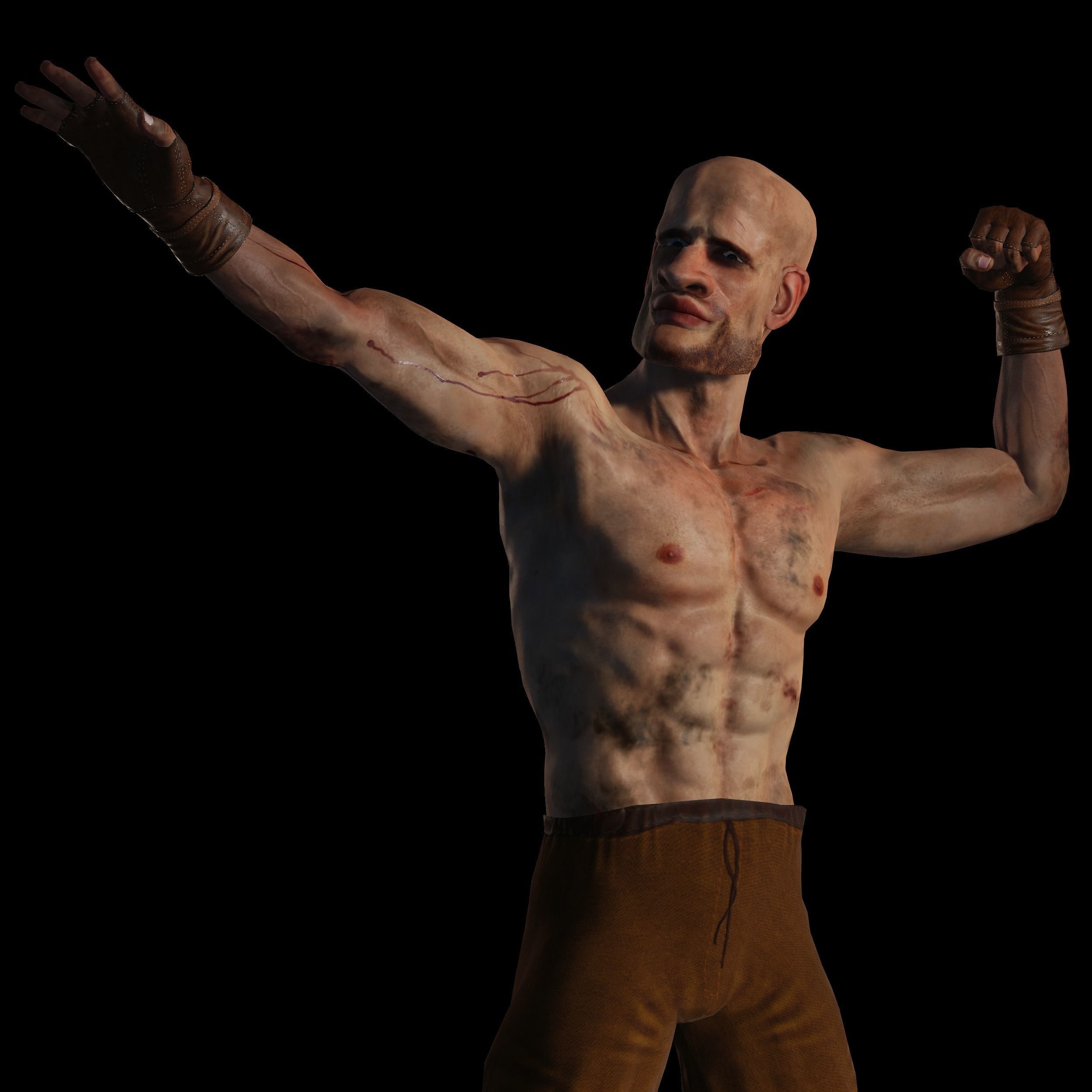 3D model Fantasy Realistic Old Street Fighter 3D Model VR / AR / low ...