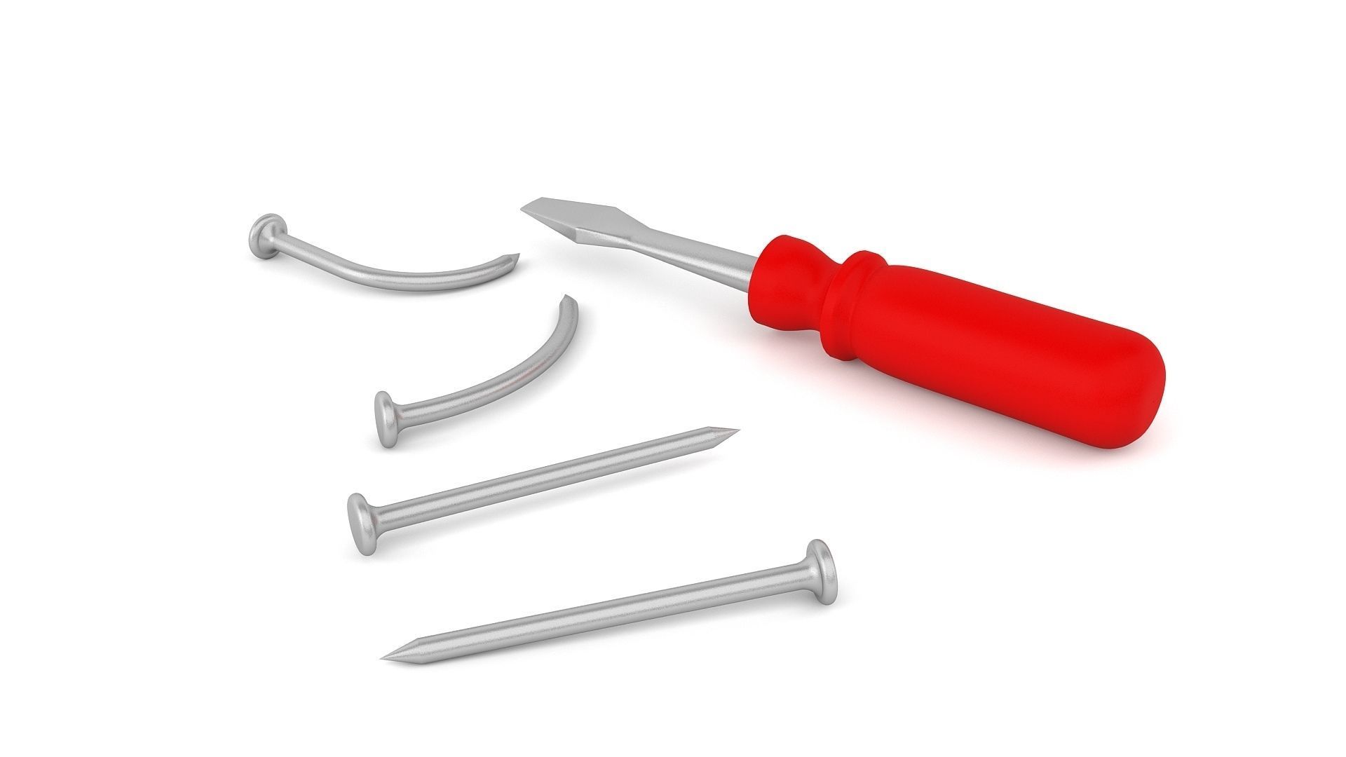 Screwdriver With Nails 3D model | CGTrader