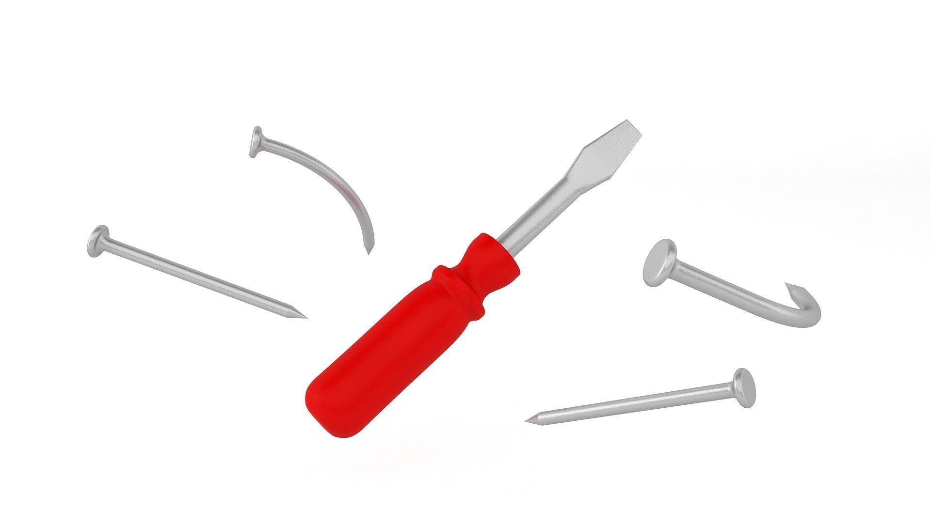 Screwdriver With Nails 3D model | CGTrader