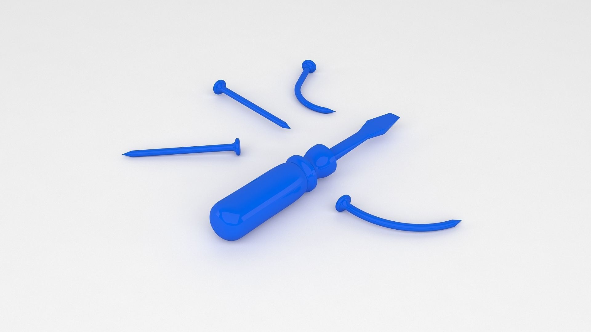 Screwdriver With Nails 3D model | CGTrader