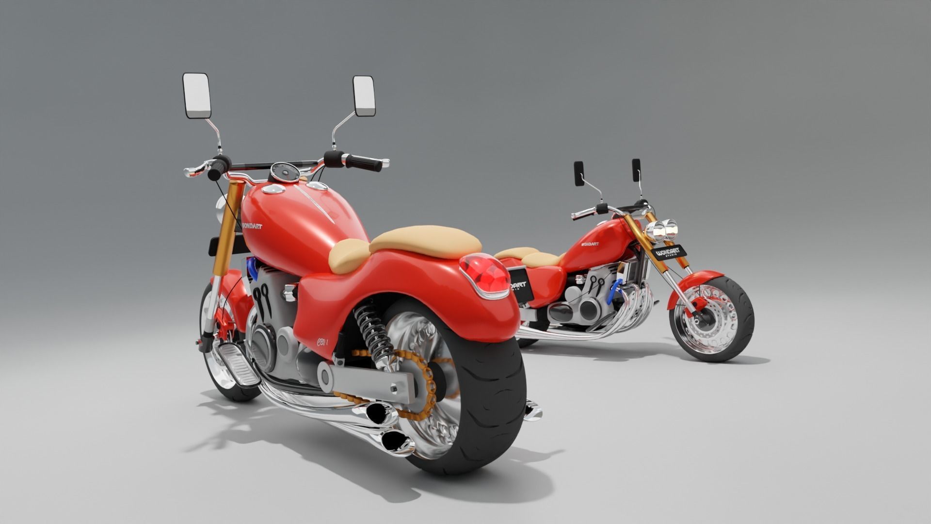 Concept Cartoon Looking Cruiser Motorcycle 3D model | CGTrader