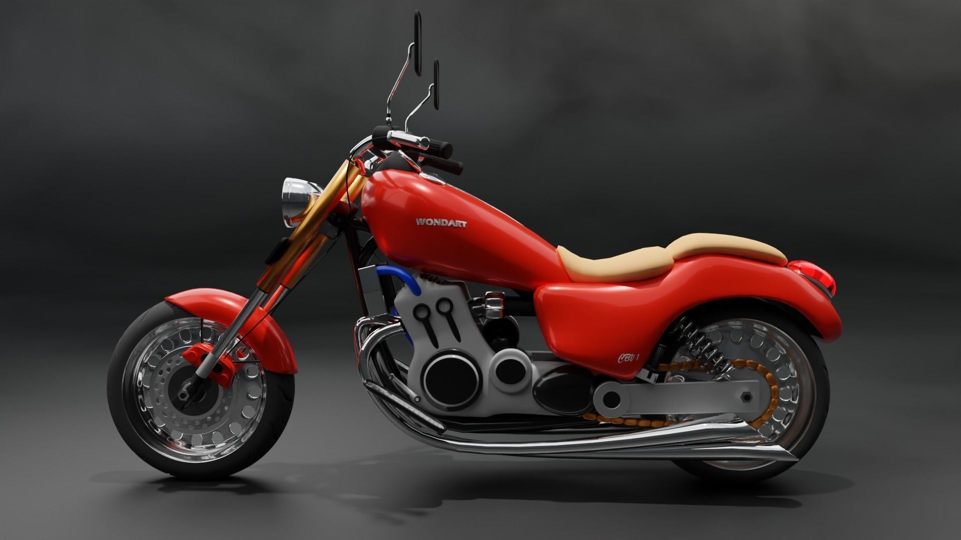 Concept Cartoon Looking Cruiser Motorcycle 3D model | CGTrader