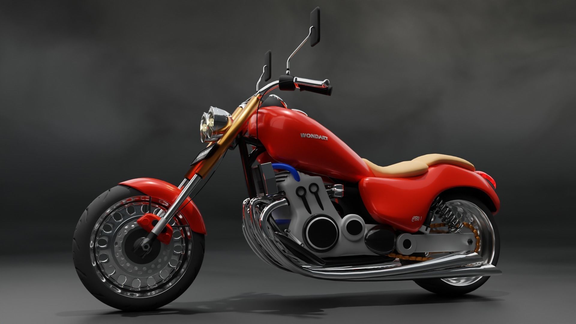 Concept Cartoon Looking Cruiser Motorcycle 3D model | CGTrader