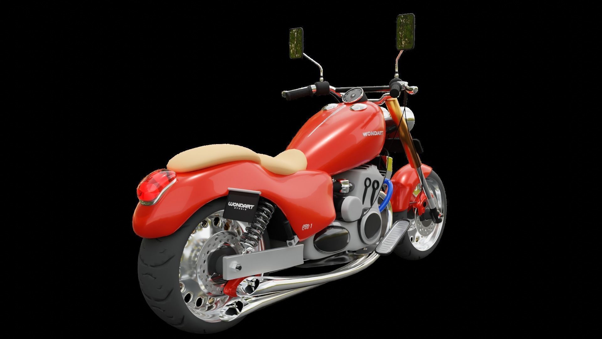 Concept Cartoon Looking Cruiser Motorcycle 3D model | CGTrader