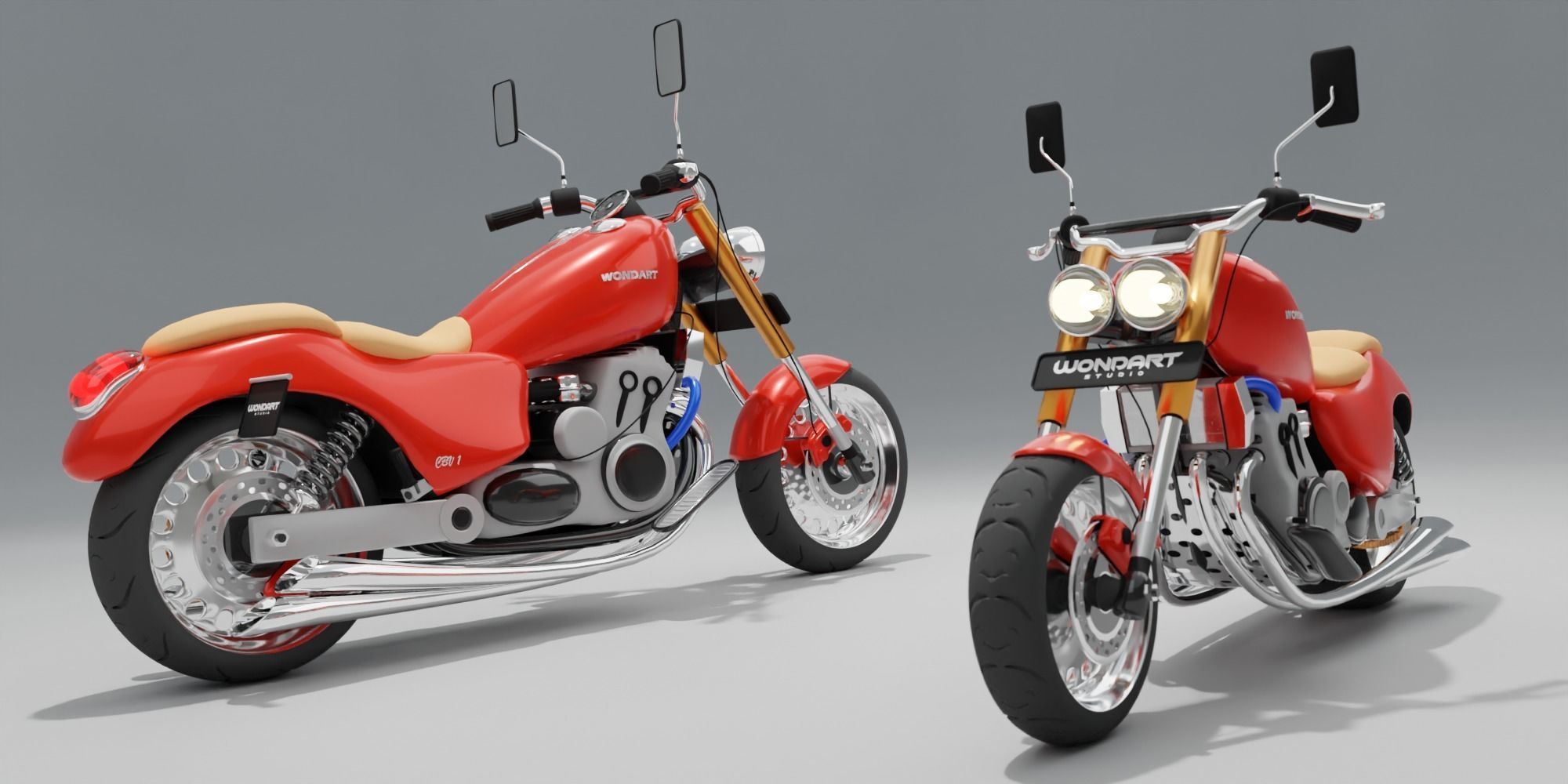 Concept Cartoon Looking Cruiser Motorcycle 3D model | CGTrader