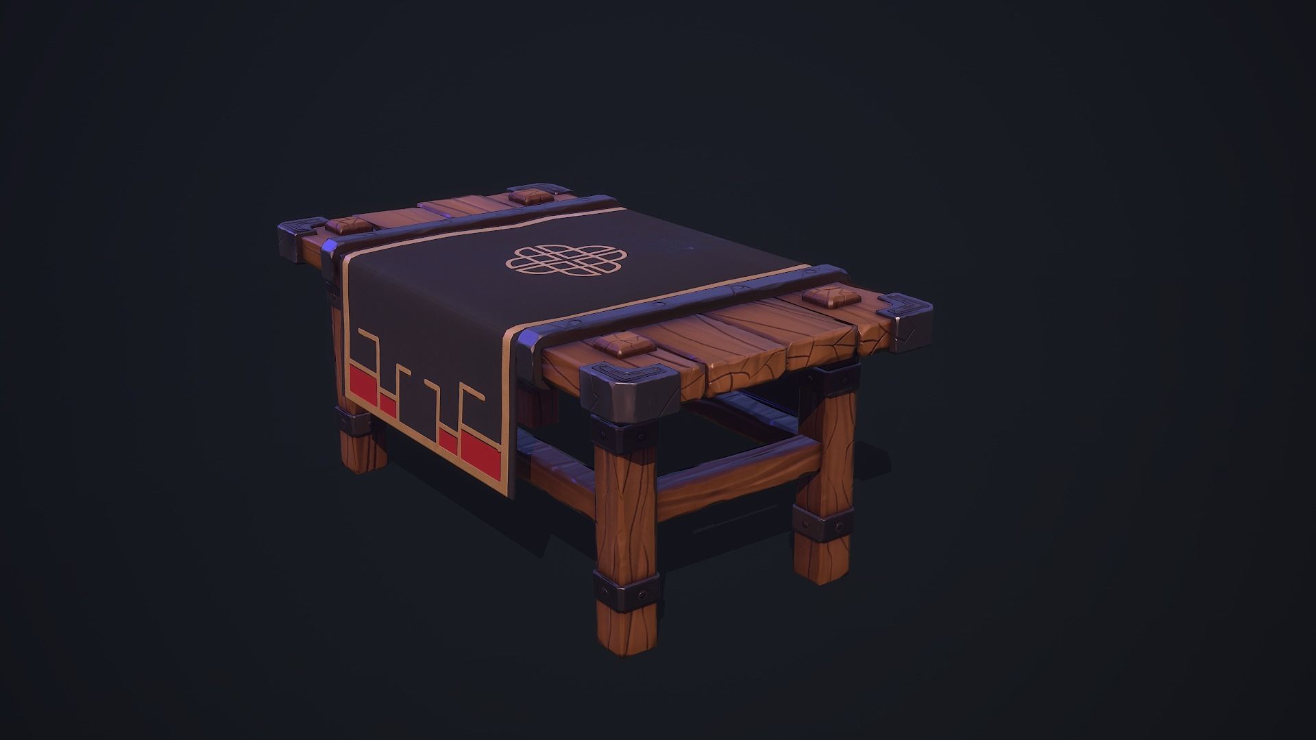 3D model Stylized table PBR game ready Low-poly 3D model VR / AR / low ...