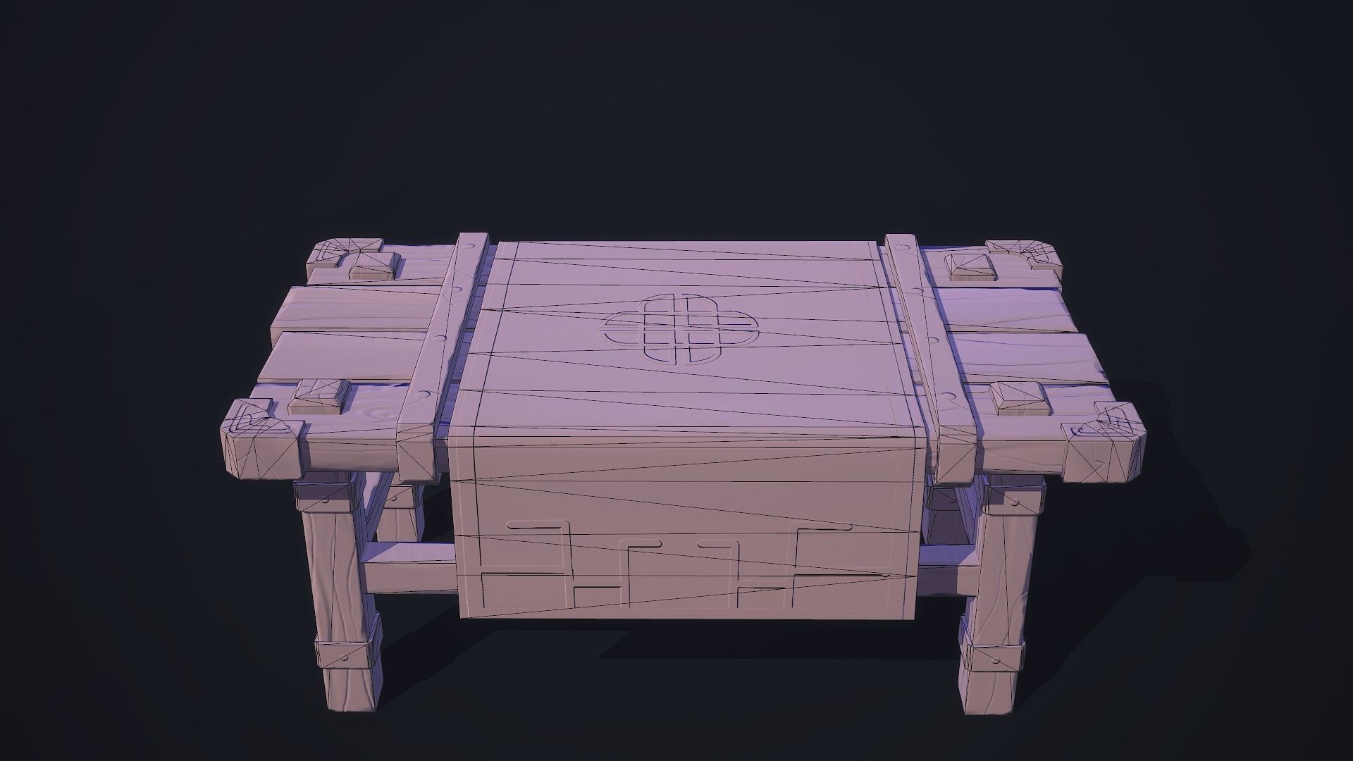 3D model Stylized table PBR game ready Low-poly 3D model VR / AR / low ...