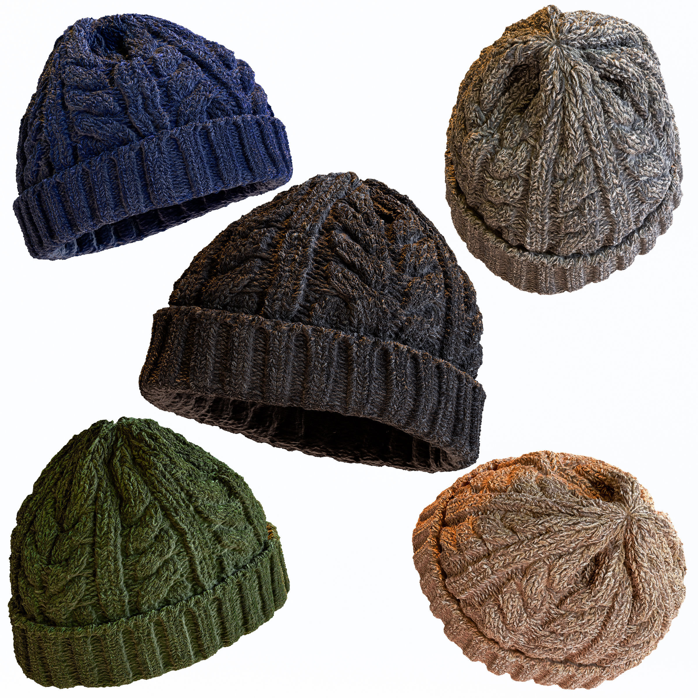 3D model Cable Knit Hat - Knit Cap VR / AR / low-poly | CGTrader