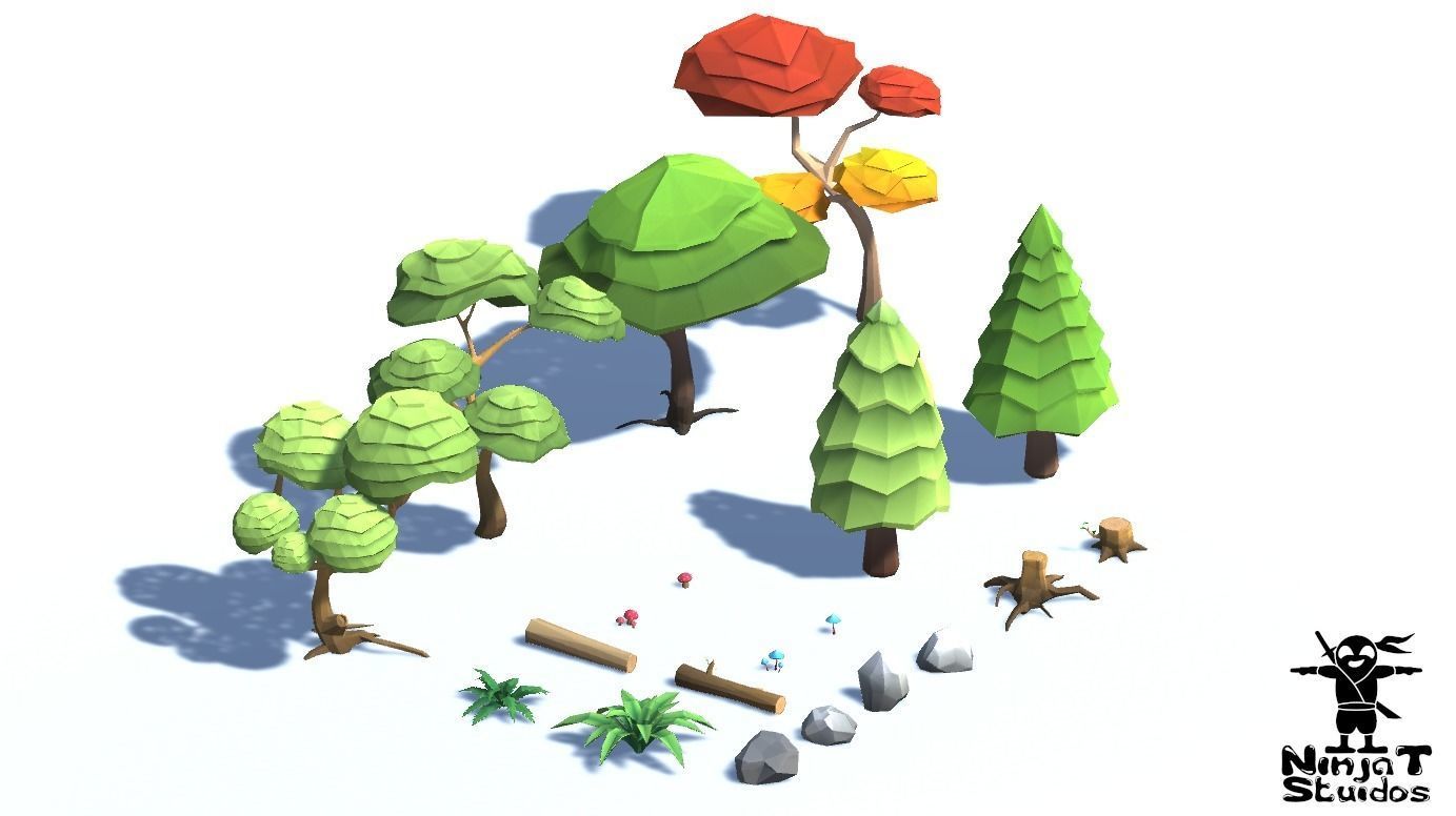 3D model Low Poly Forest Pack - NinjaTStudios VR / AR / low-poly | CGTrader