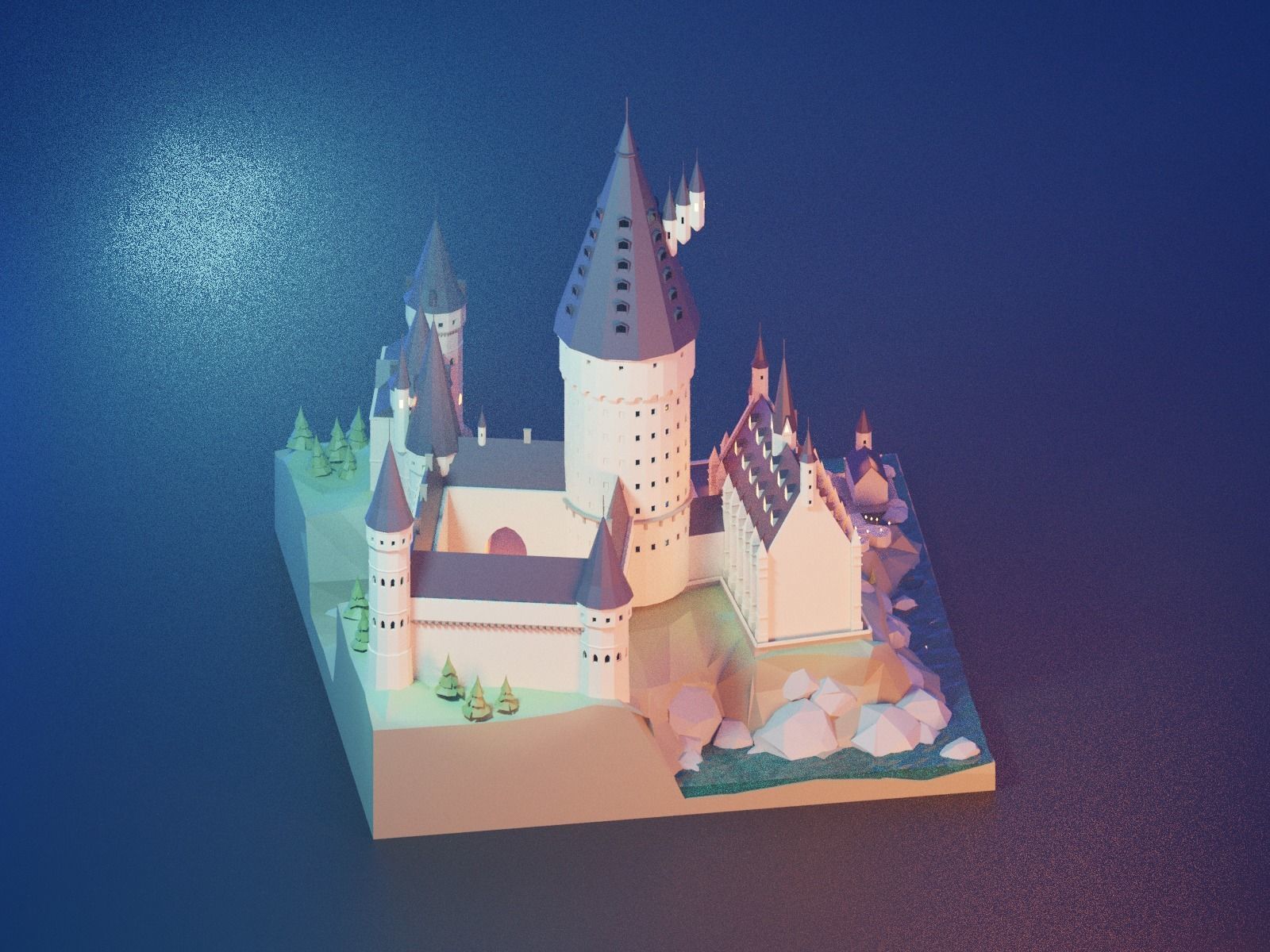Cartoon Harry Porter Hogwarts Castle 3D model | CGTrader