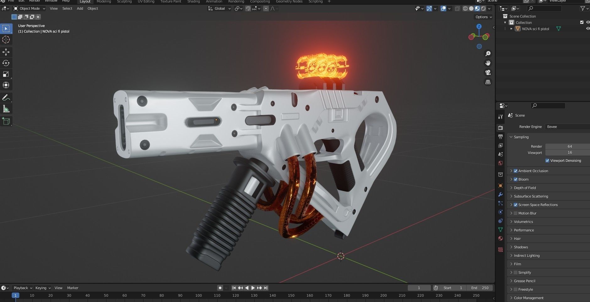 NOVA Sci-fi Pistol 3D model | CGTrader