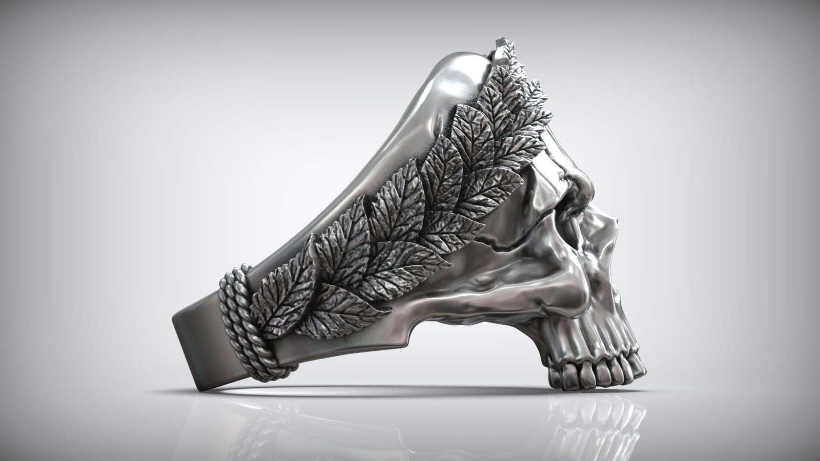 Laurel Wreath Skull Ring 3D model 3D printable | CGTrader