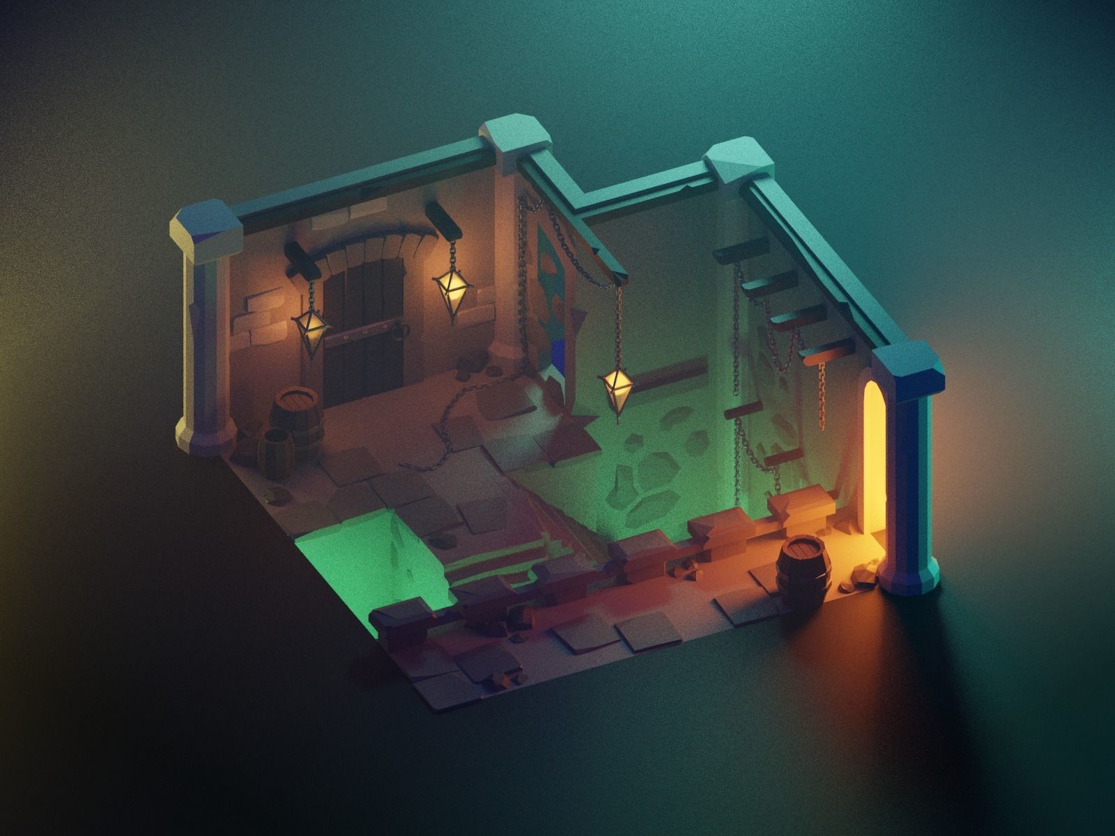 Cartoon Dungeon Scene 3D model | CGTrader