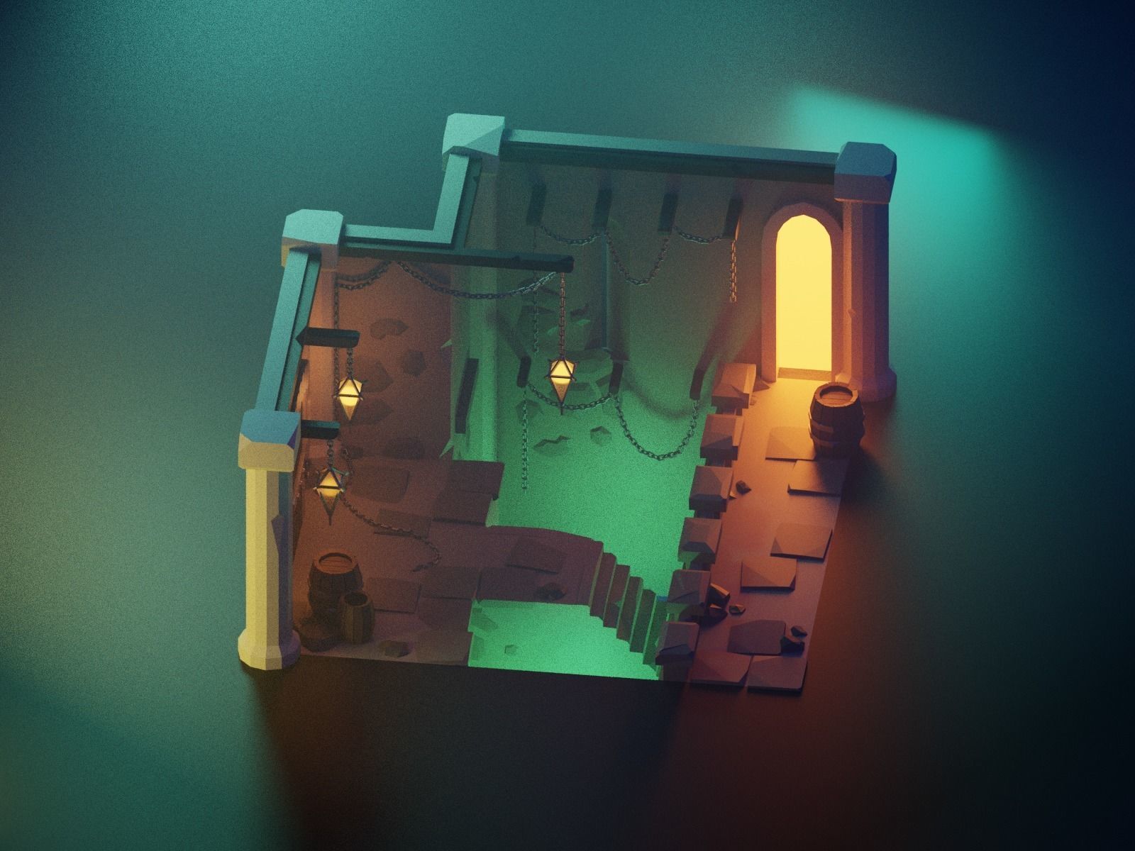 Cartoon Dungeon Scene 3D model | CGTrader