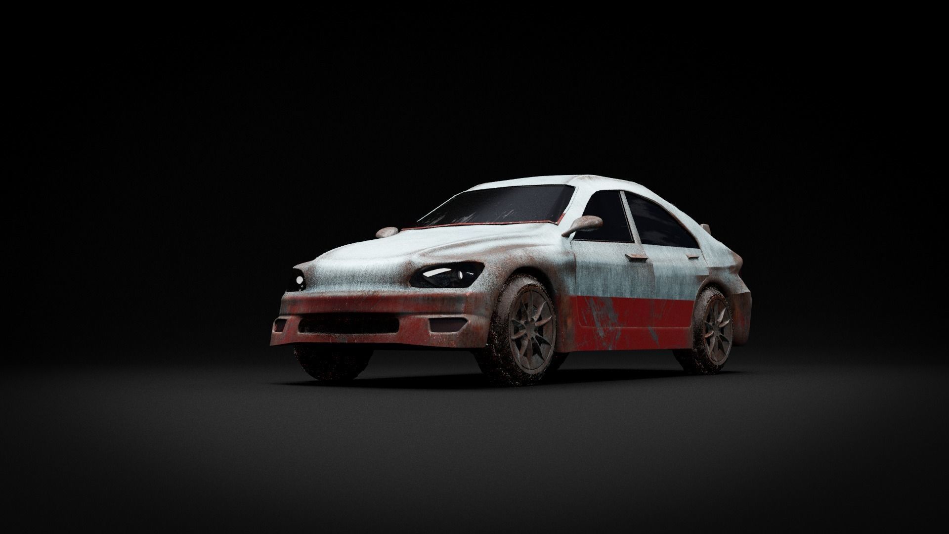 Rusted Sports Racing Car fully rigged free VR / AR / low-poly 3D model ...