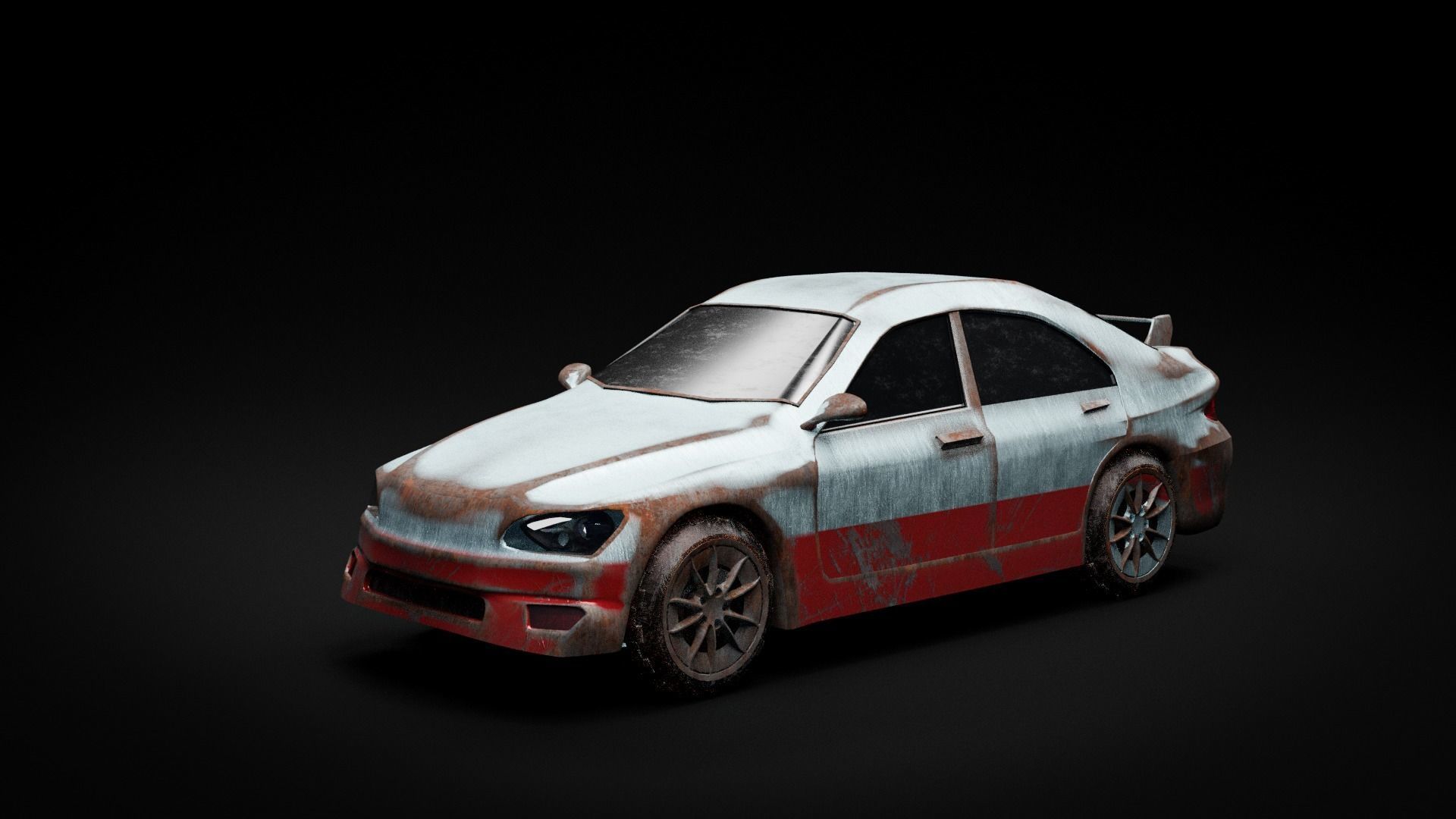 Rusted Sports Racing Car fully rigged free VR / AR / low-poly 3D model ...