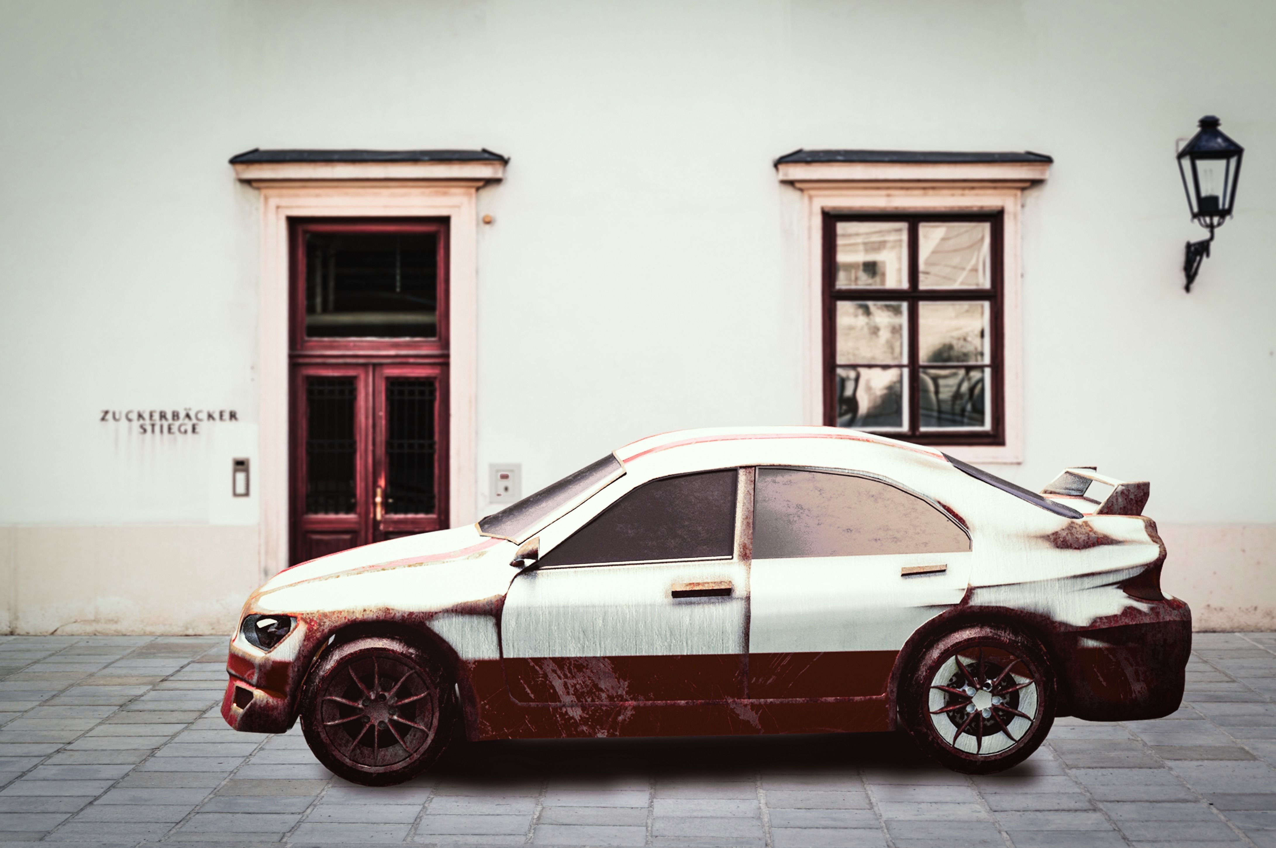 Rusted Sports Racing Car fully rigged free VR / AR / low-poly 3D model ...