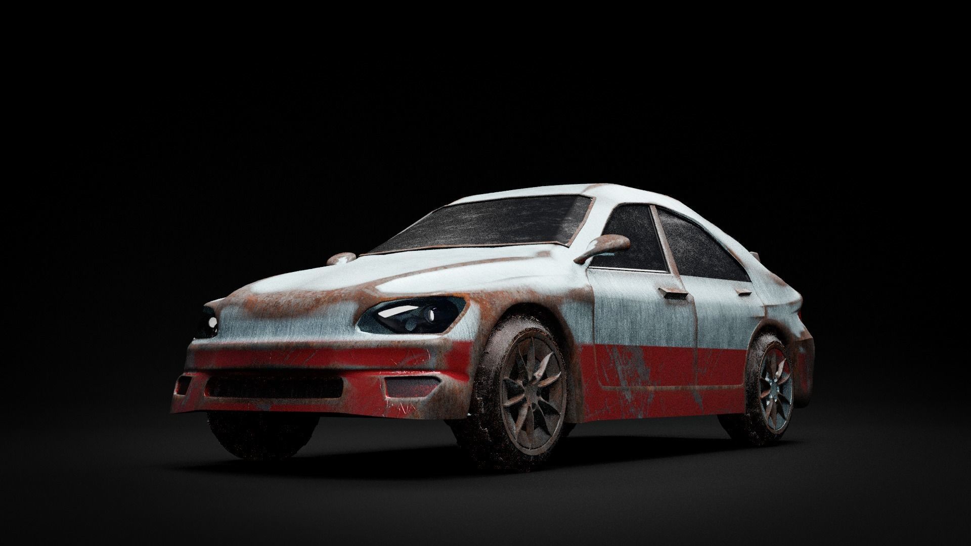 Rusted Sports Racing Car fully rigged free VR / AR / low-poly 3D model ...