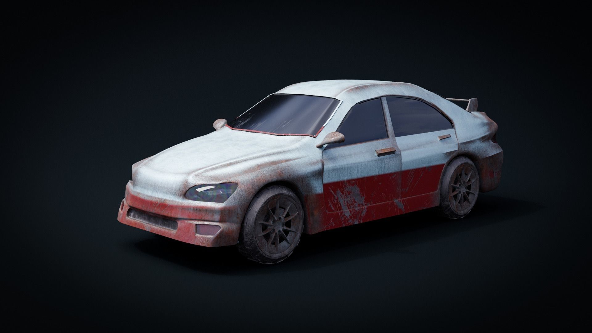 Rusted Sports Racing Car fully rigged free VR / AR / low-poly 3D model ...