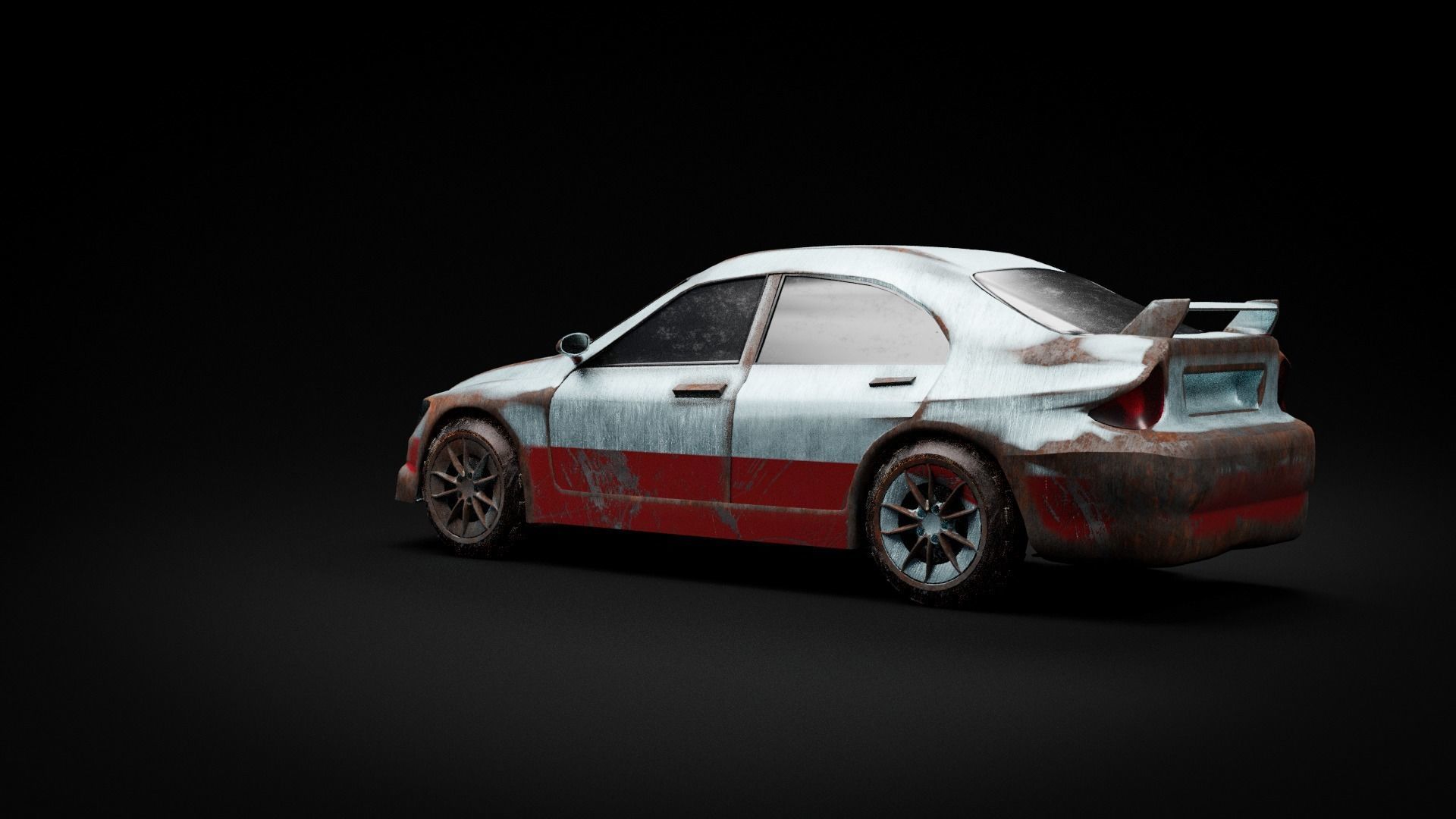 Rusted Sports Racing Car fully rigged free VR / AR / low-poly 3D model ...