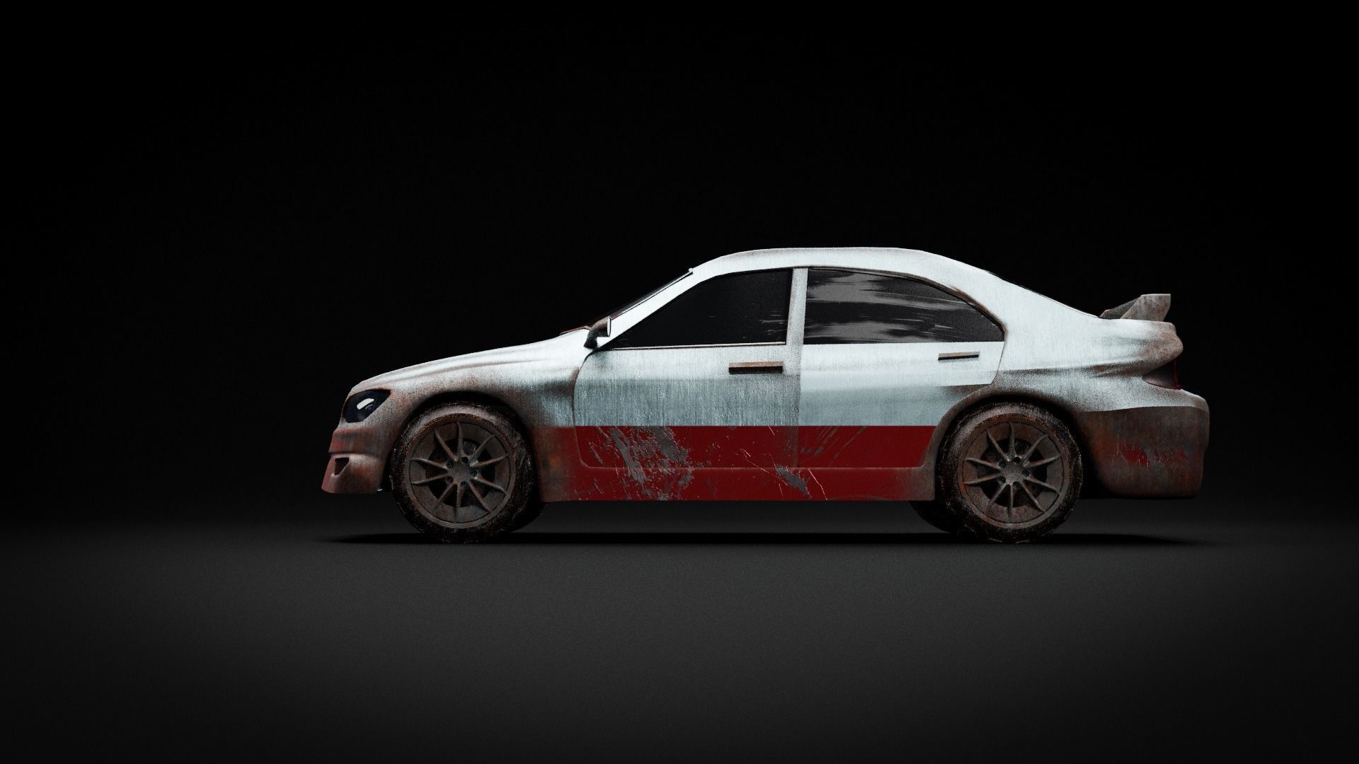 Rusted Sports Racing Car fully rigged free VR / AR / low-poly 3D model ...