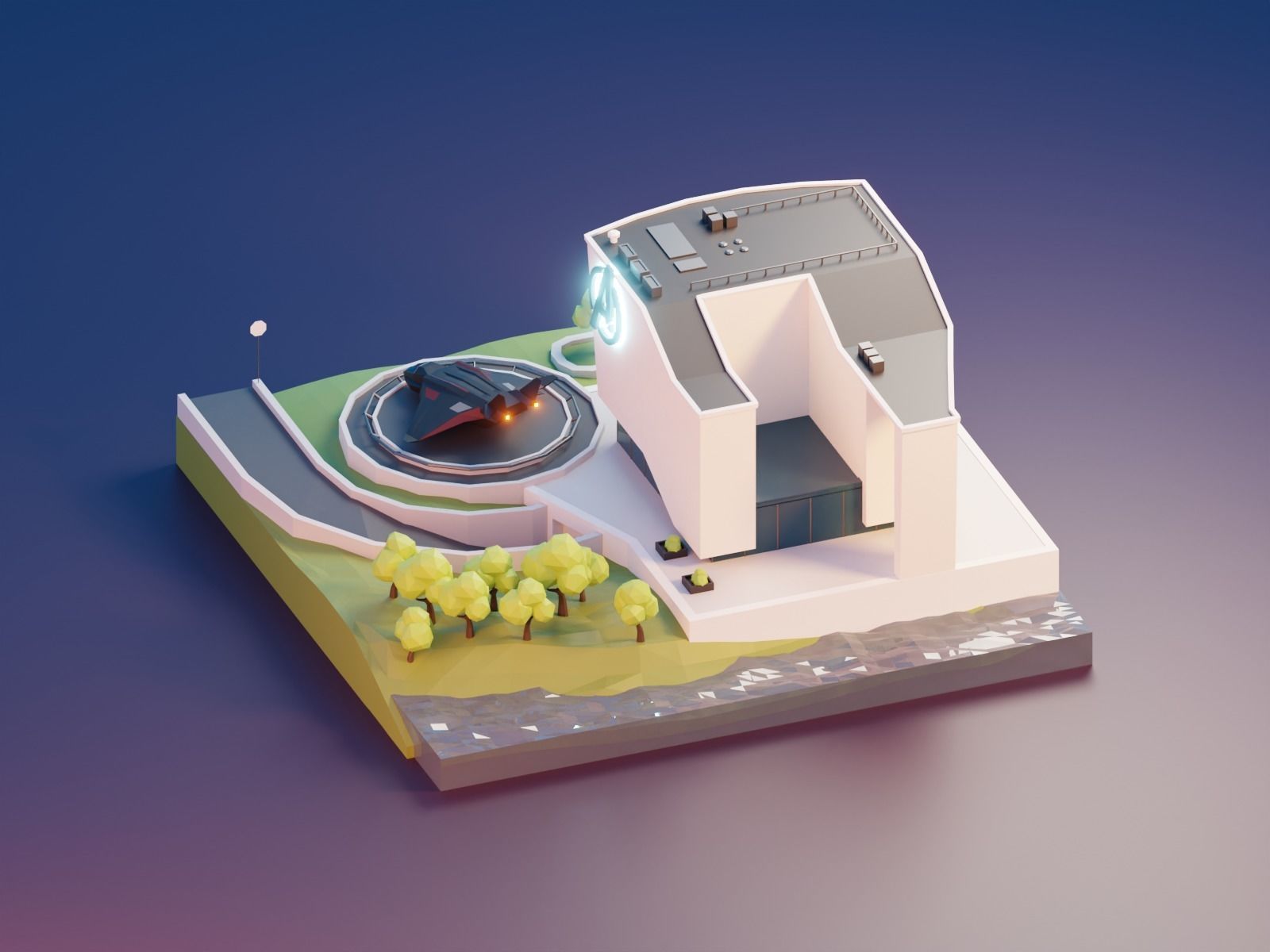 Cartoon Avengers base Scene 3D model | CGTrader