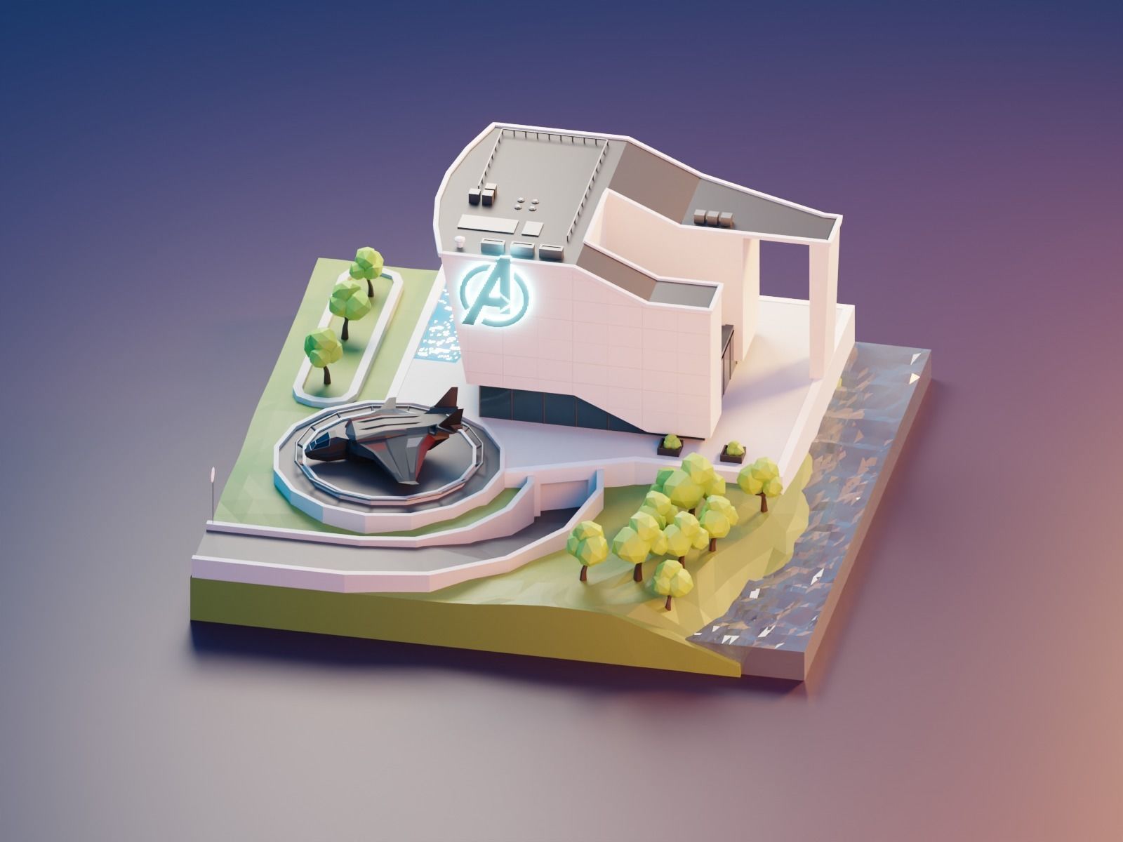 Cartoon Avengers base Scene 3D model | CGTrader