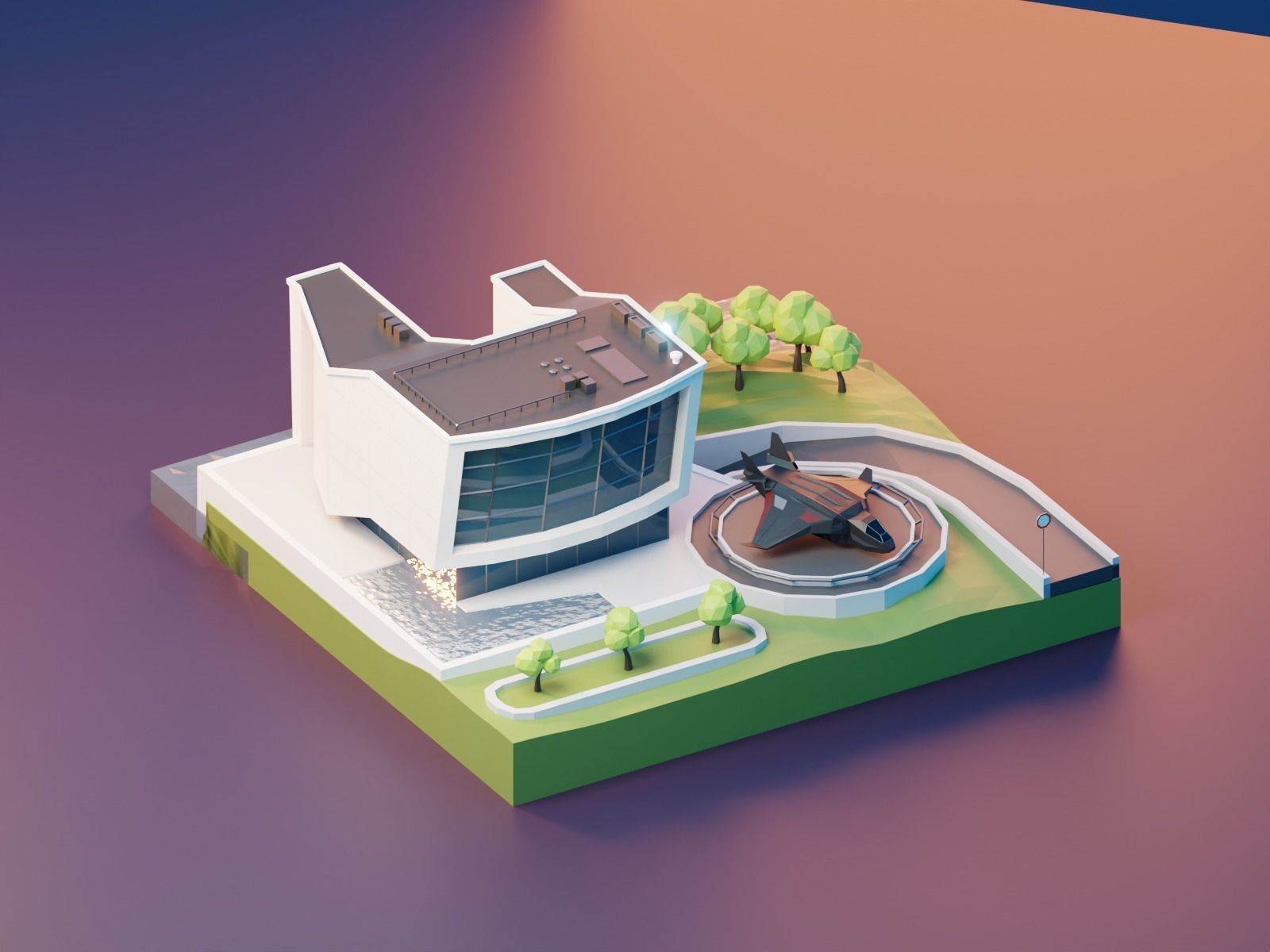 Cartoon Avengers base Scene 3D model | CGTrader