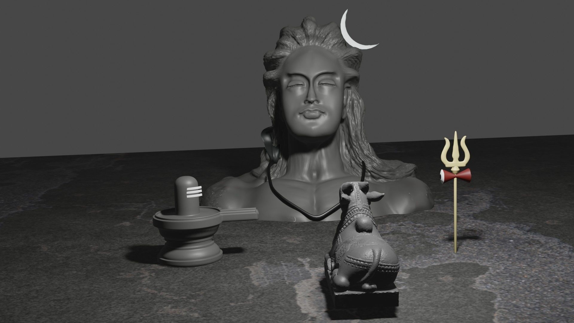 The shiv statue of lord shiva 3D model rigged | CGTrader