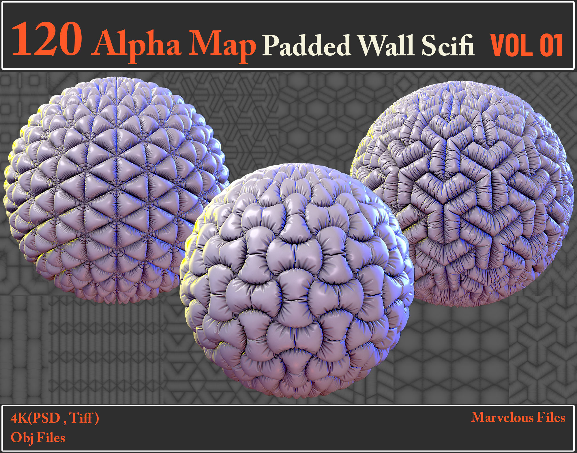 120 Alpha Maps Padded Wall SCIFI Texture | CGTrader