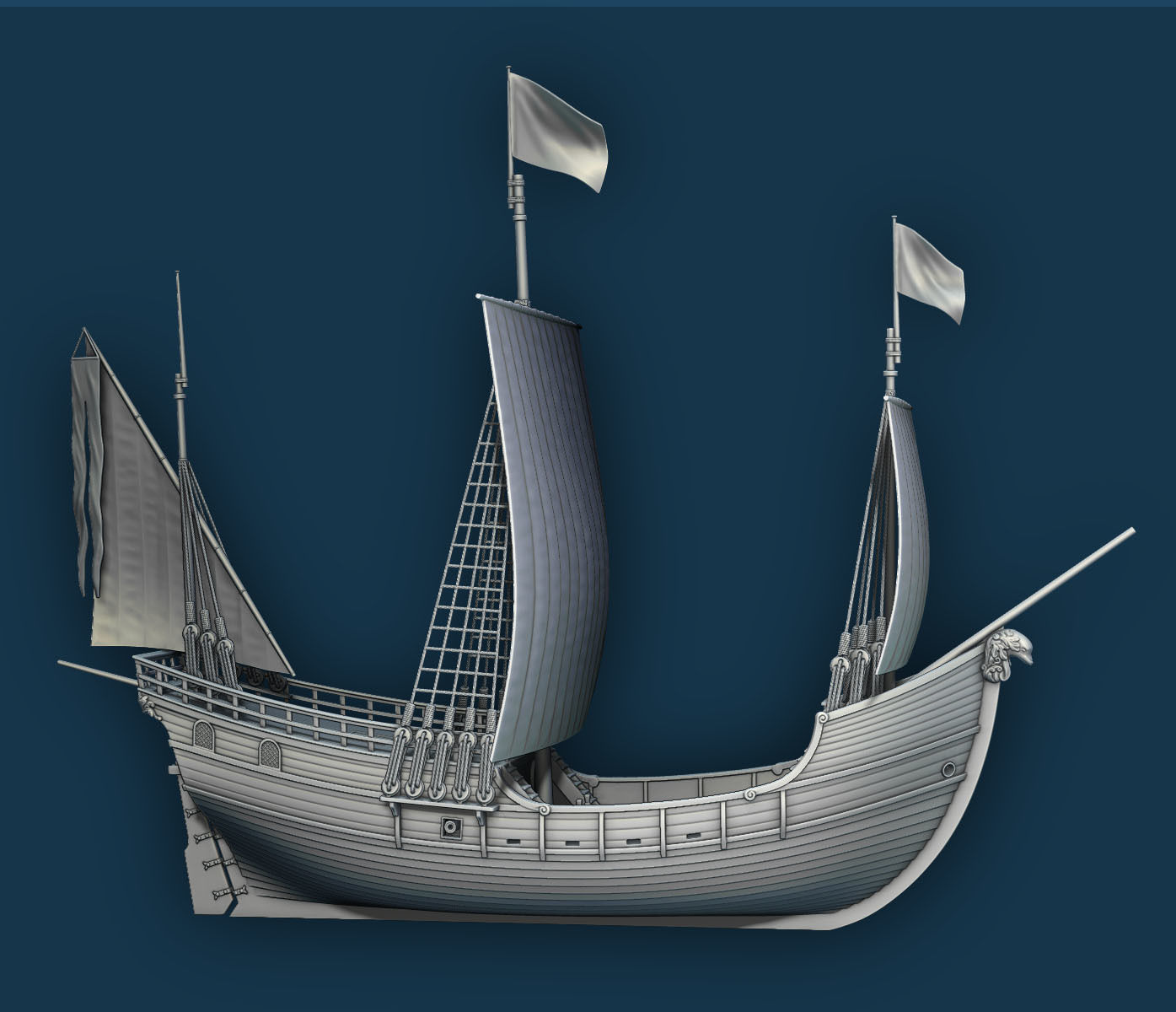 Caravel Ship print model 3D model 3D printable | CGTrader