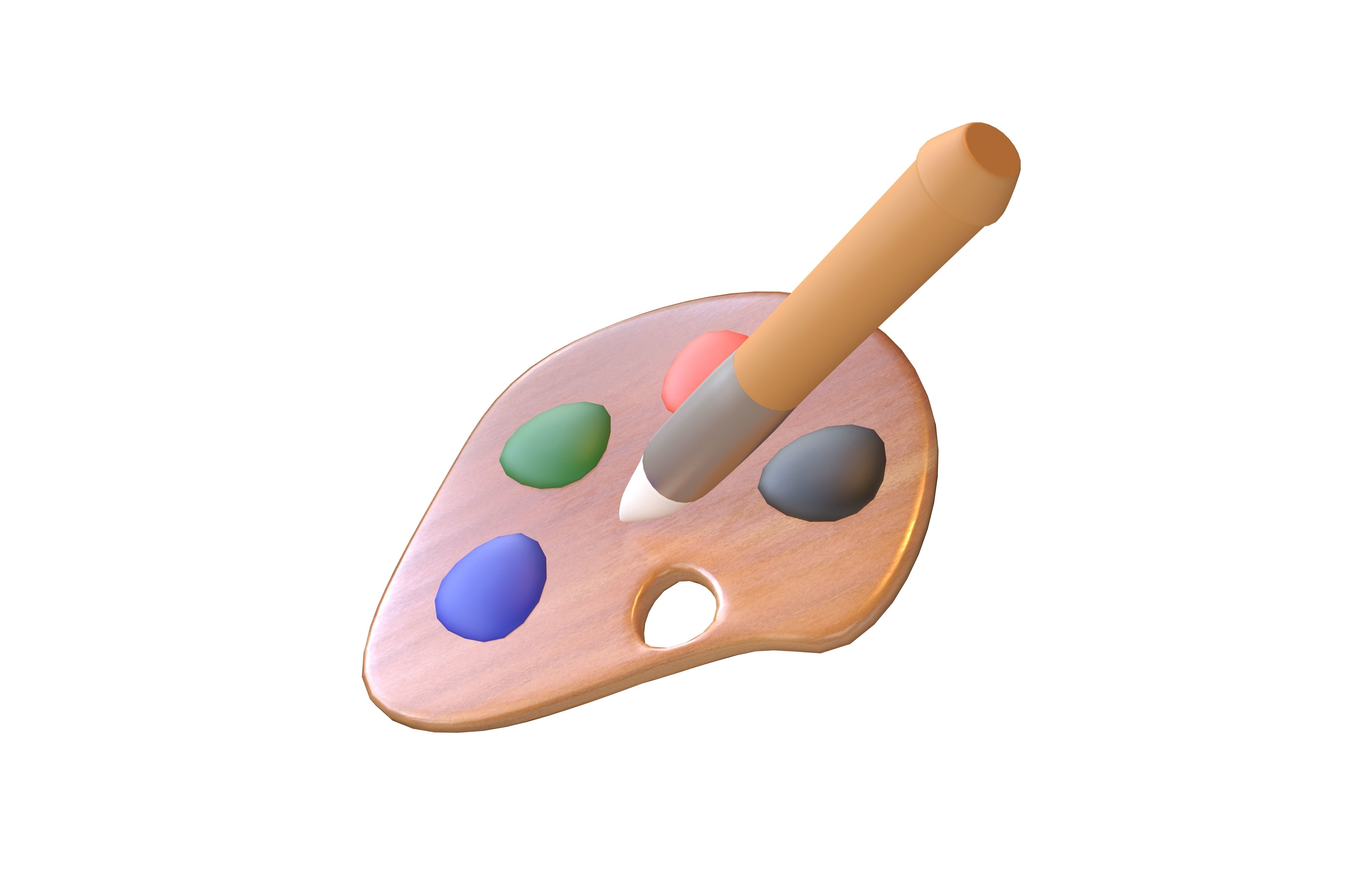3D model Palette With Paintbrush v1 003 VR / AR / low-poly | CGTrader