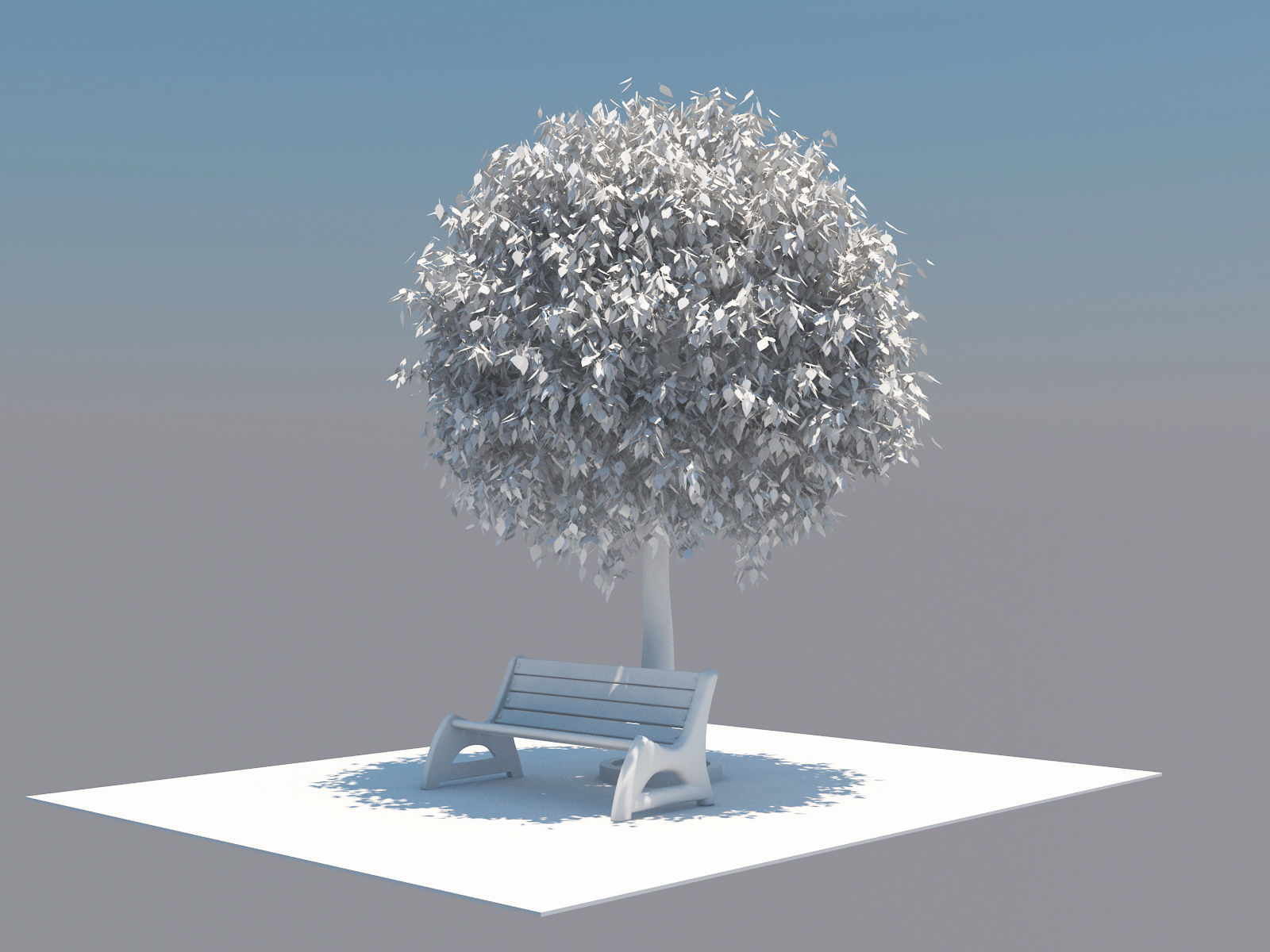 Realistic tree and bench 3D model | CGTrader
