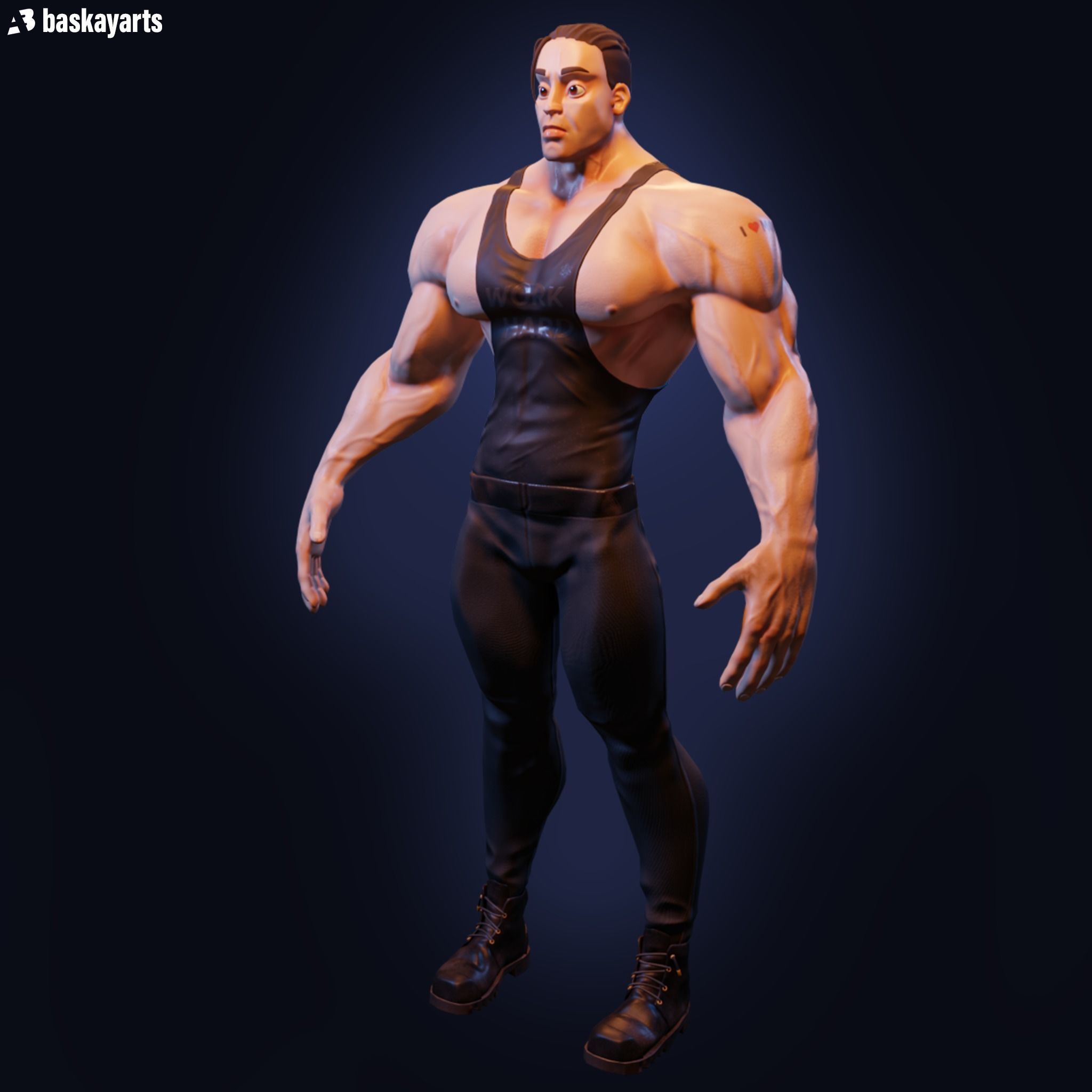 3D model Stylized Muscular Character Game Ready Rigged VR / AR / low ...