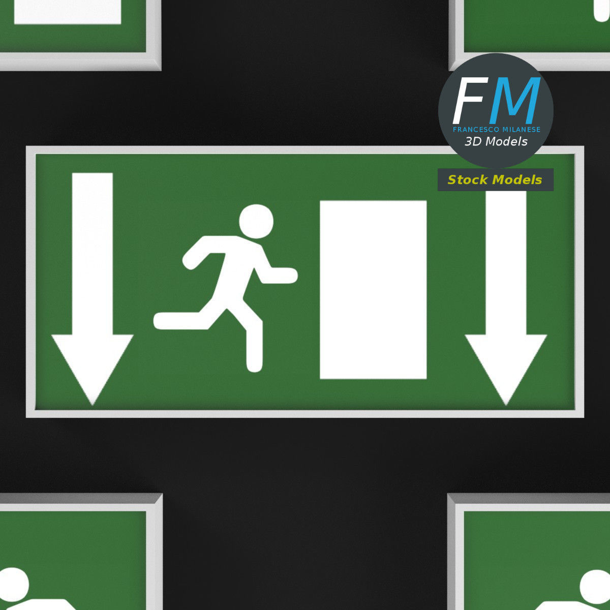 Emergency exit signs 3D model | CGTrader