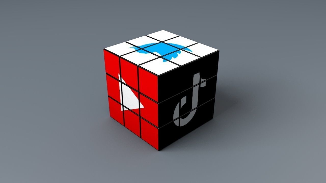 Rubik Cube social networks 3D model | CGTrader